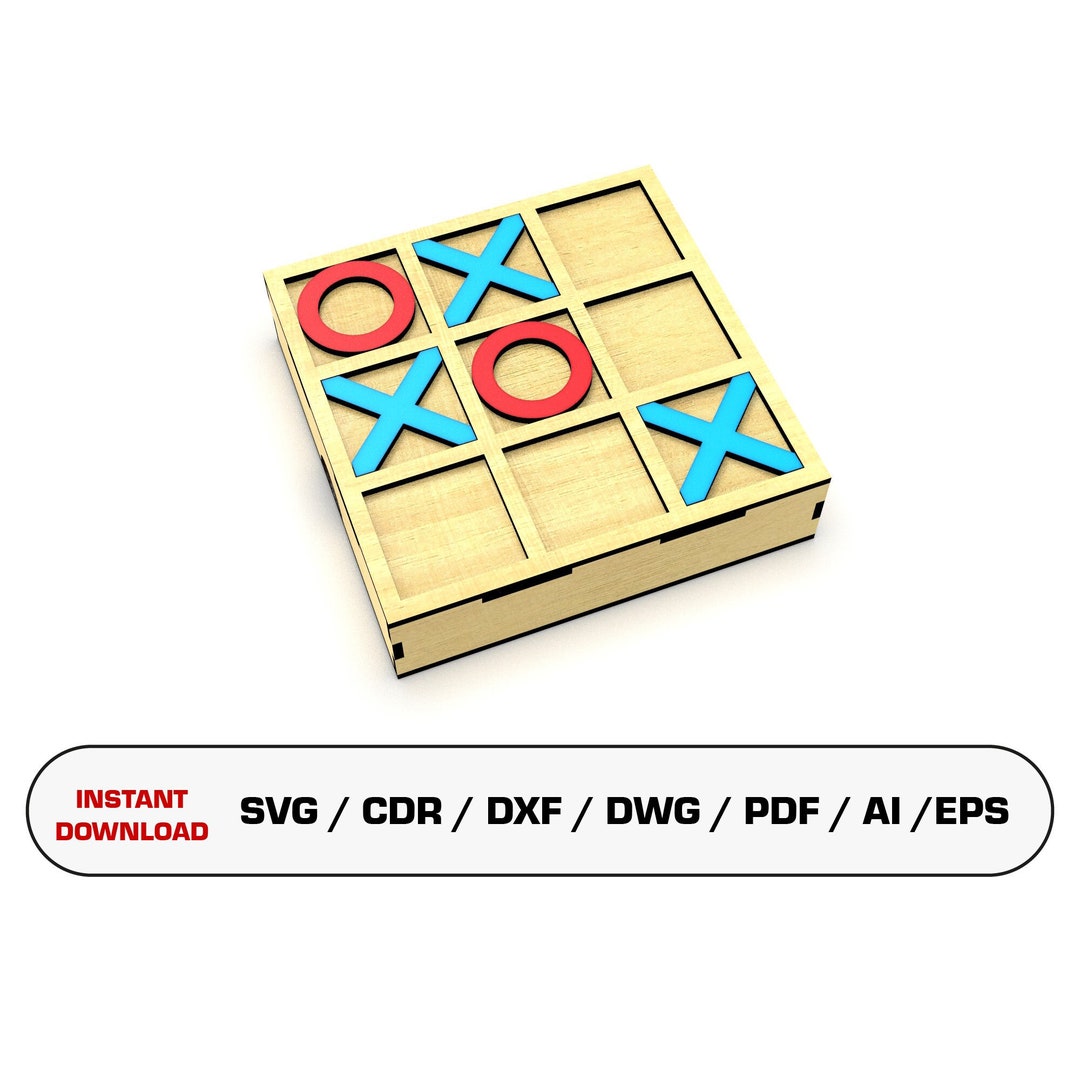 Tic Tac Toe Game Laser Cutting Files XOX Board Game for Kids Glowforge ...