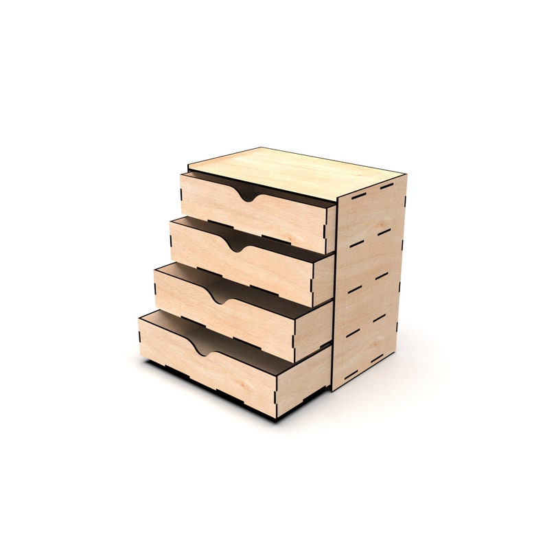 Chest of Drawers Laser Cut File SVG, Desktop Organizer, 4 Pieces ...