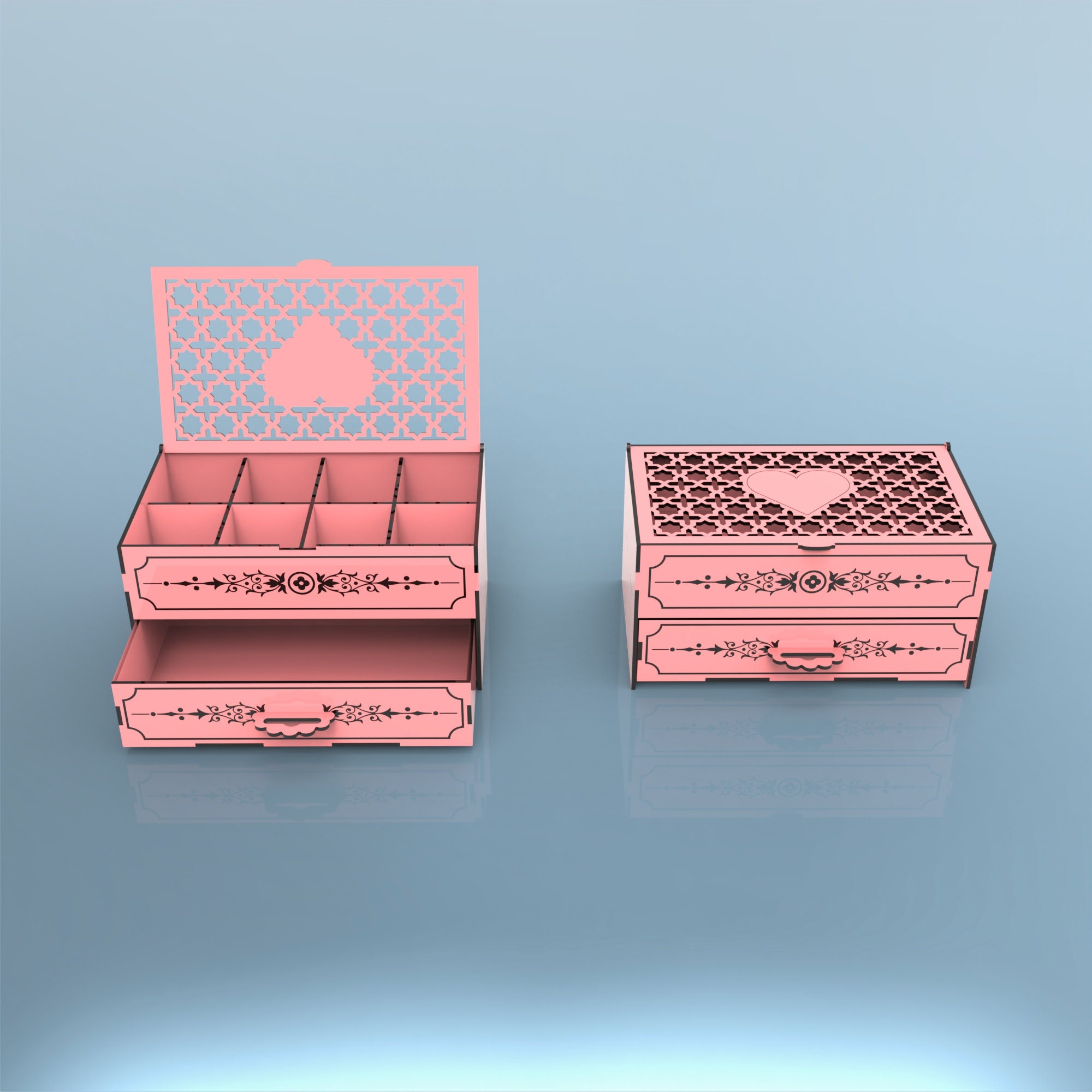 Chest of Drawers Laser Cut File, Desktop Organizer, Jewelry Box, Wooden ...