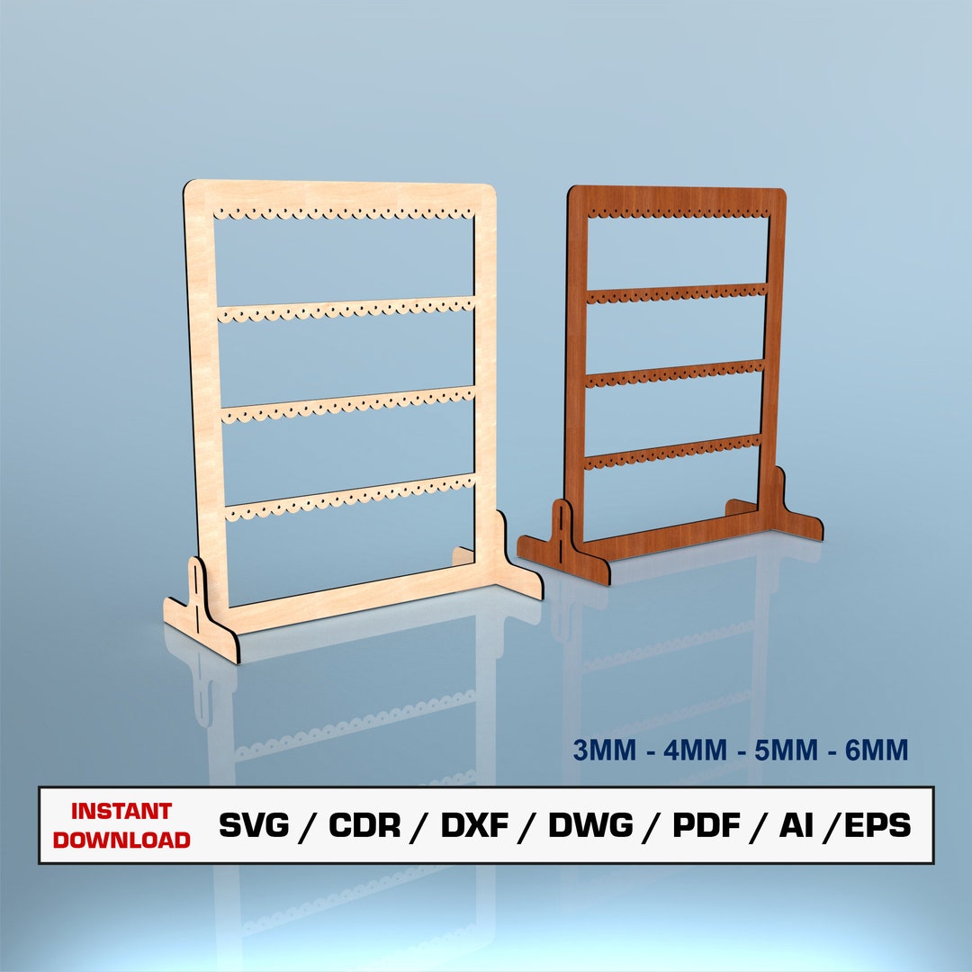 Earring Stand Laser SVG Files, Earring Display, Laser Cut Files ...