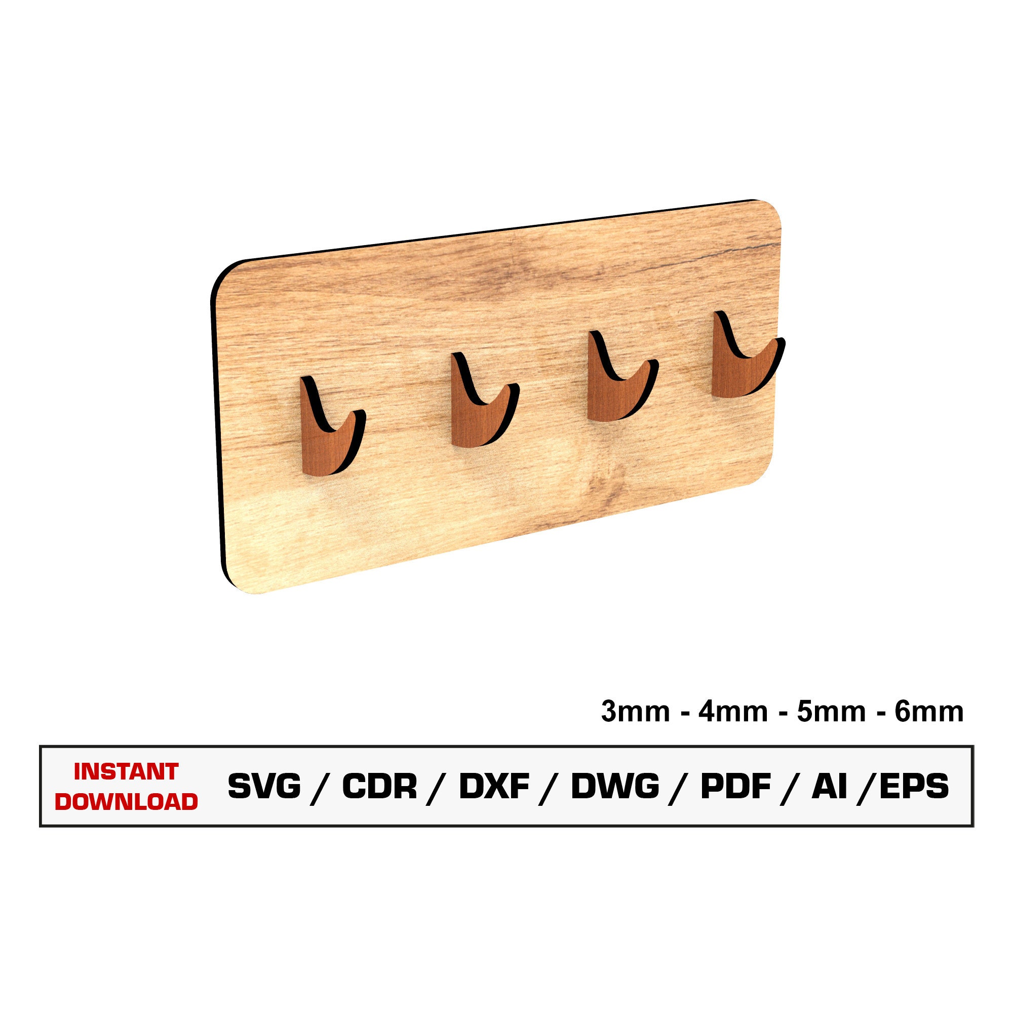 Keychain Hanger Laser Files SVG, Laser Cut Key Hanger for Wall ...