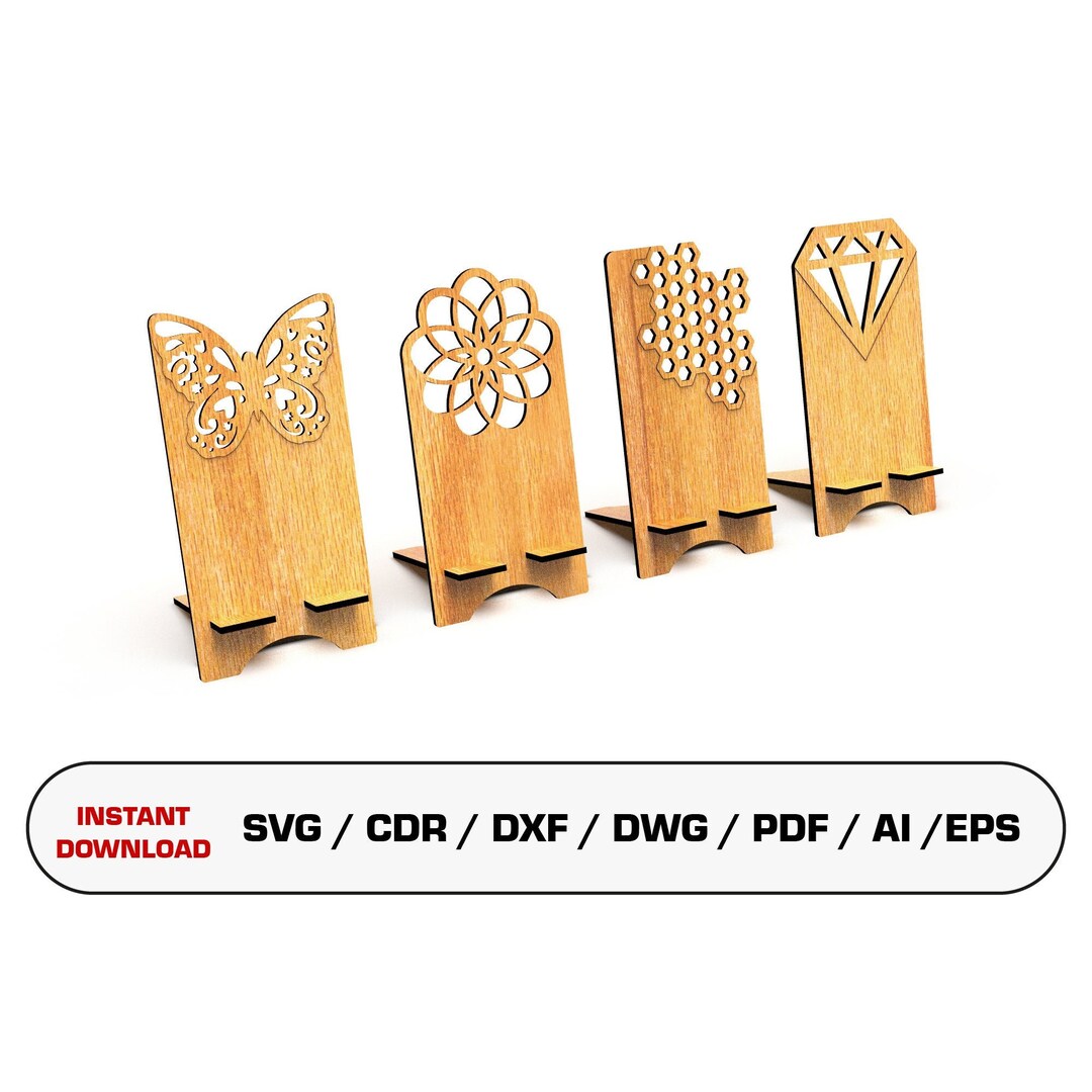 Phone Stand SVG Laser Cut File, Laser Cut Phone Holder, SVG Files for ...