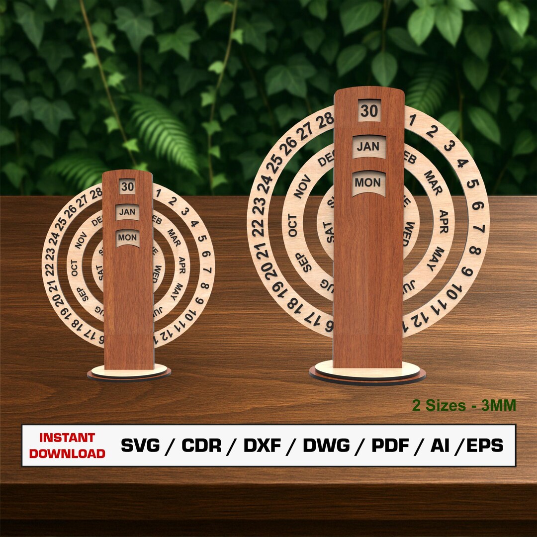 Perpetual Calendar Laser Cut File SVG, Desktop Calendar, Wood Calendars ...