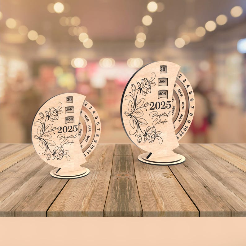 Perpetual Calendar Laser Cut File SVG, 2025 Desktop Calendar, Wood ...