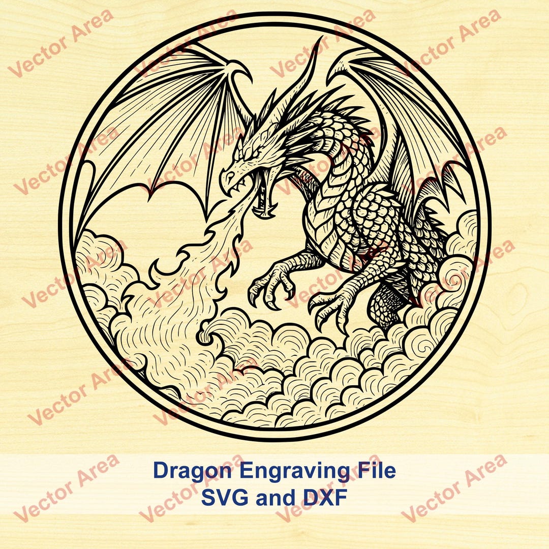 Dragon SVG, Laser Engraving File, Dragon Flame Laser Engraving File ...