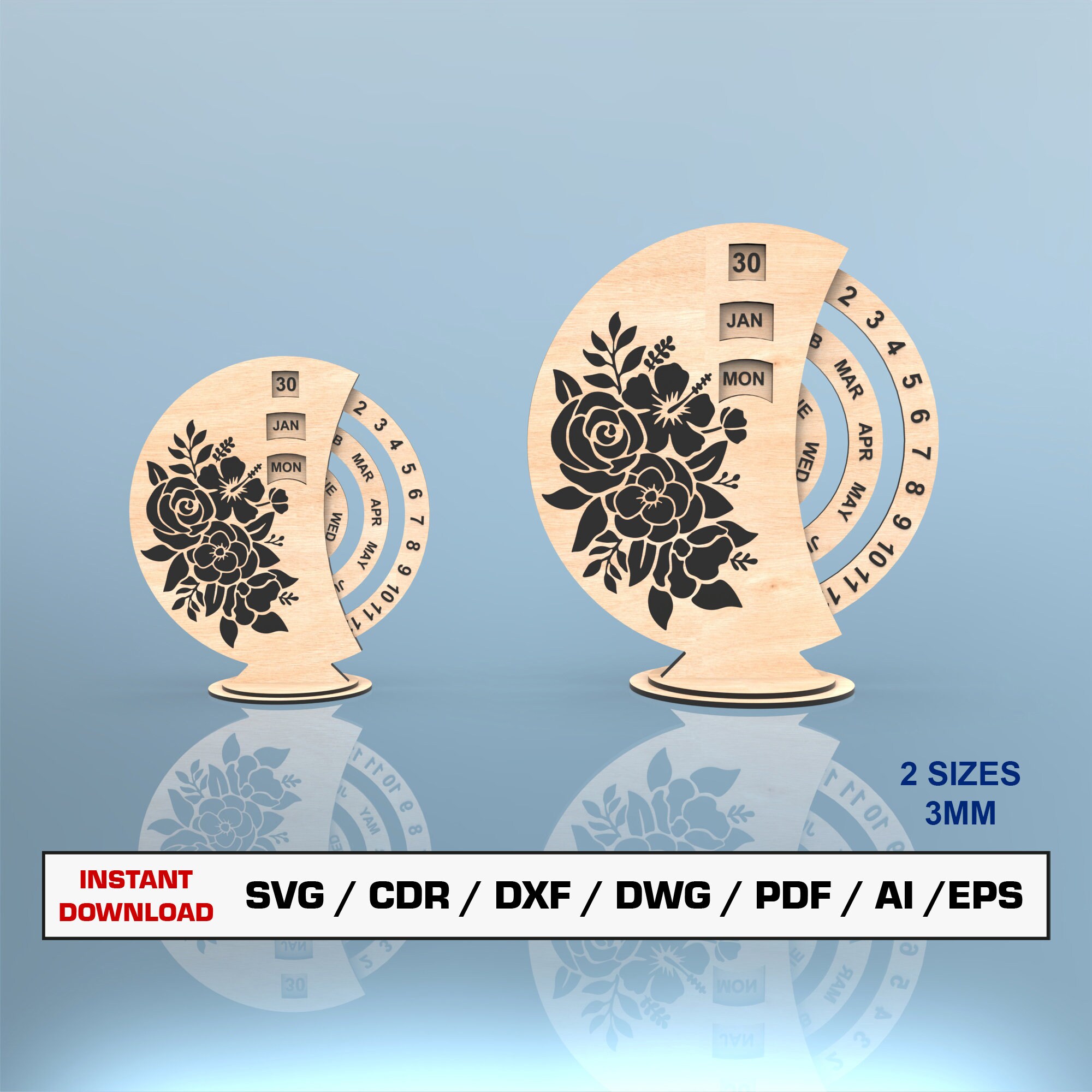 Perpetual Calendar Laser Cut File SVG, Desktop Calendar, Wood Calendars ...