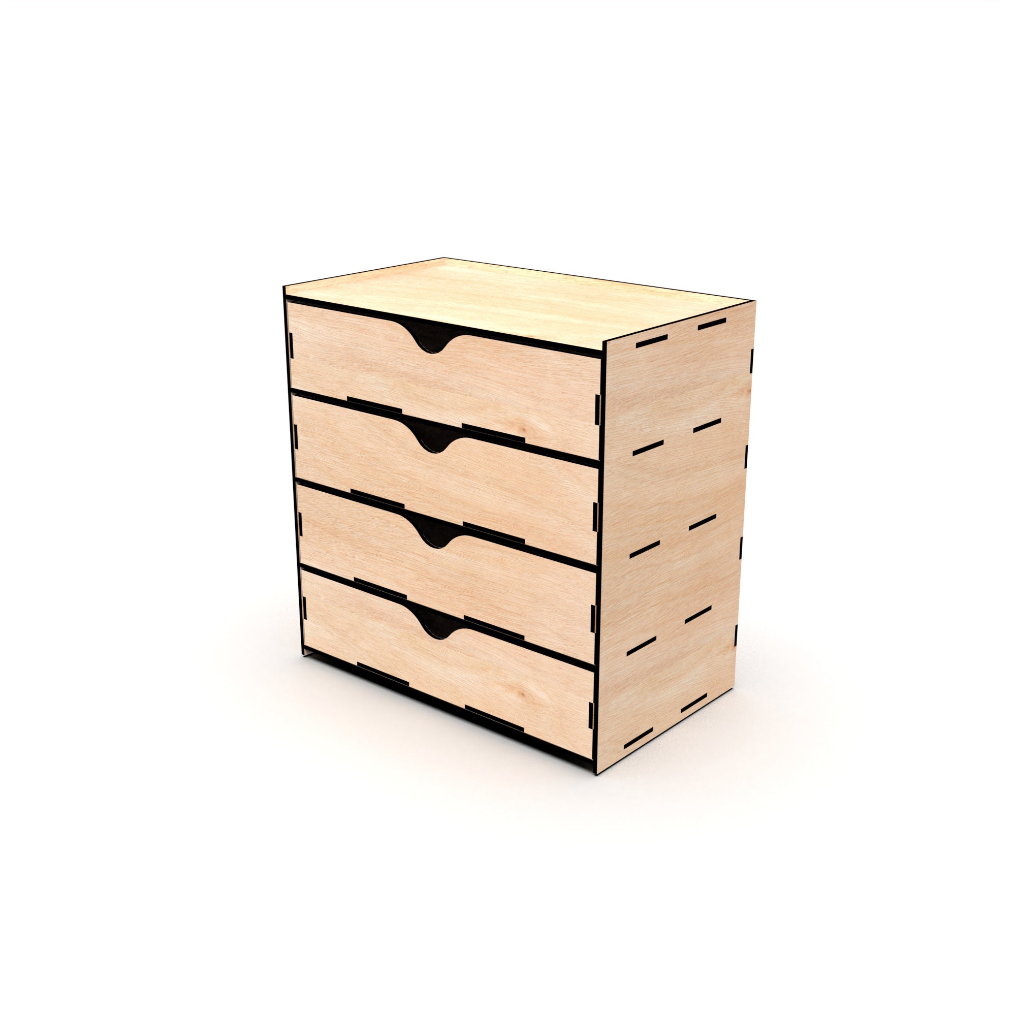 Chest of Drawers Laser Cut File SVG, Desktop Organizer, 4 Pieces ...