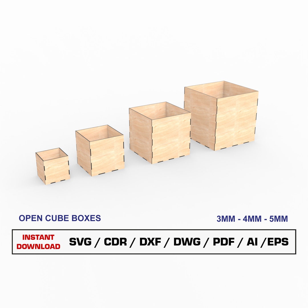 Cube Box Laser Cut File, Open Box Laser File, Gift Boxes, Toy Boxes ...