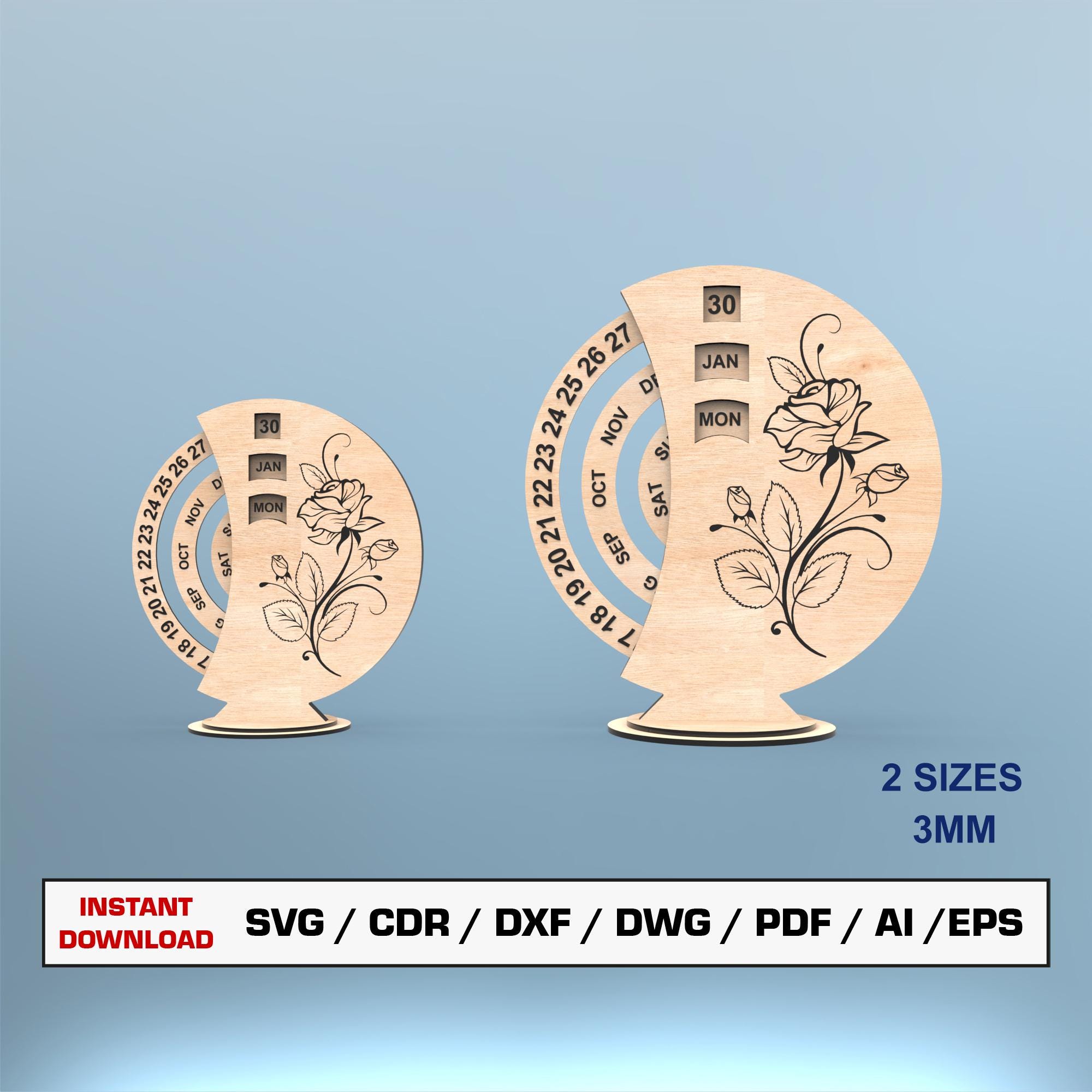 Perpetual Calendar Laser Cut File SVG, Desktop Calendar, Wood Calendars ...