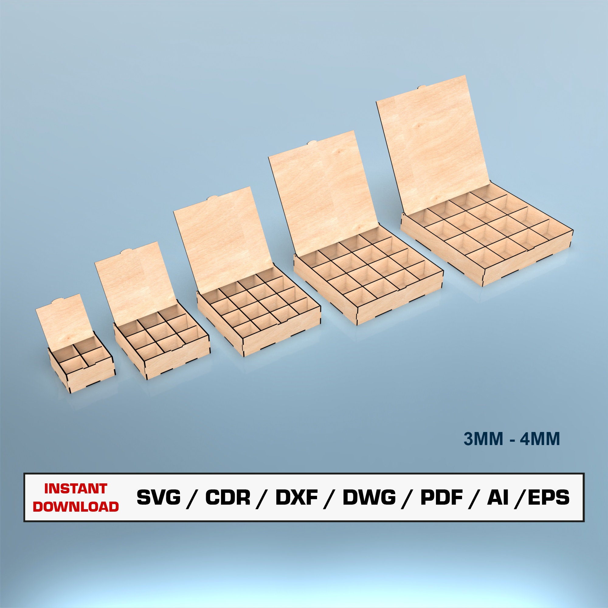Slotted Flip up Box Laser Cut File SVG Template, Wood Chocolate Box ...