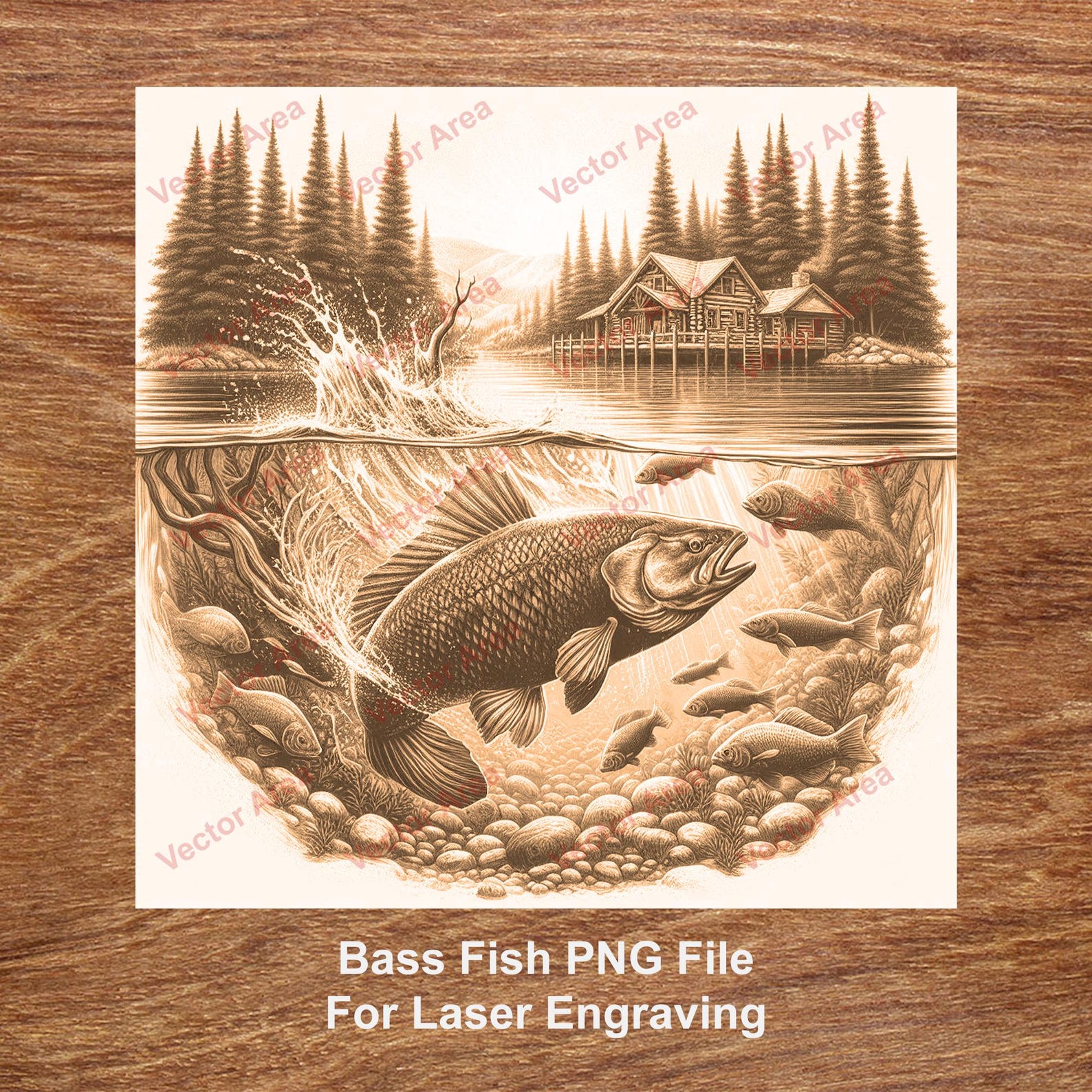 Bass Fish Laser Engraving File, Fish Laser Engrave File, Bass, PNG ...