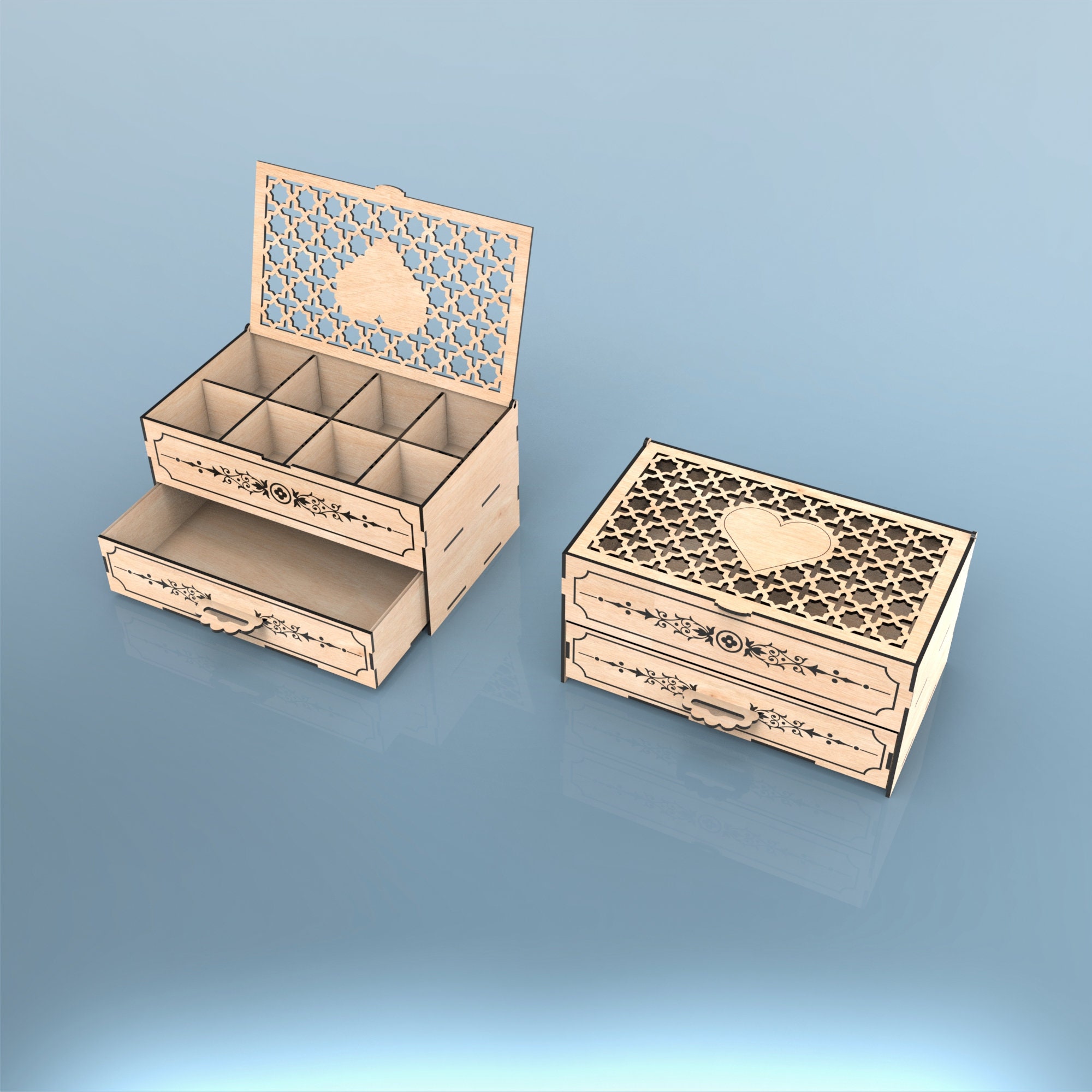 Chest of Drawers Laser Cut File, Desktop Organizer, Jewelry Box, Wooden ...