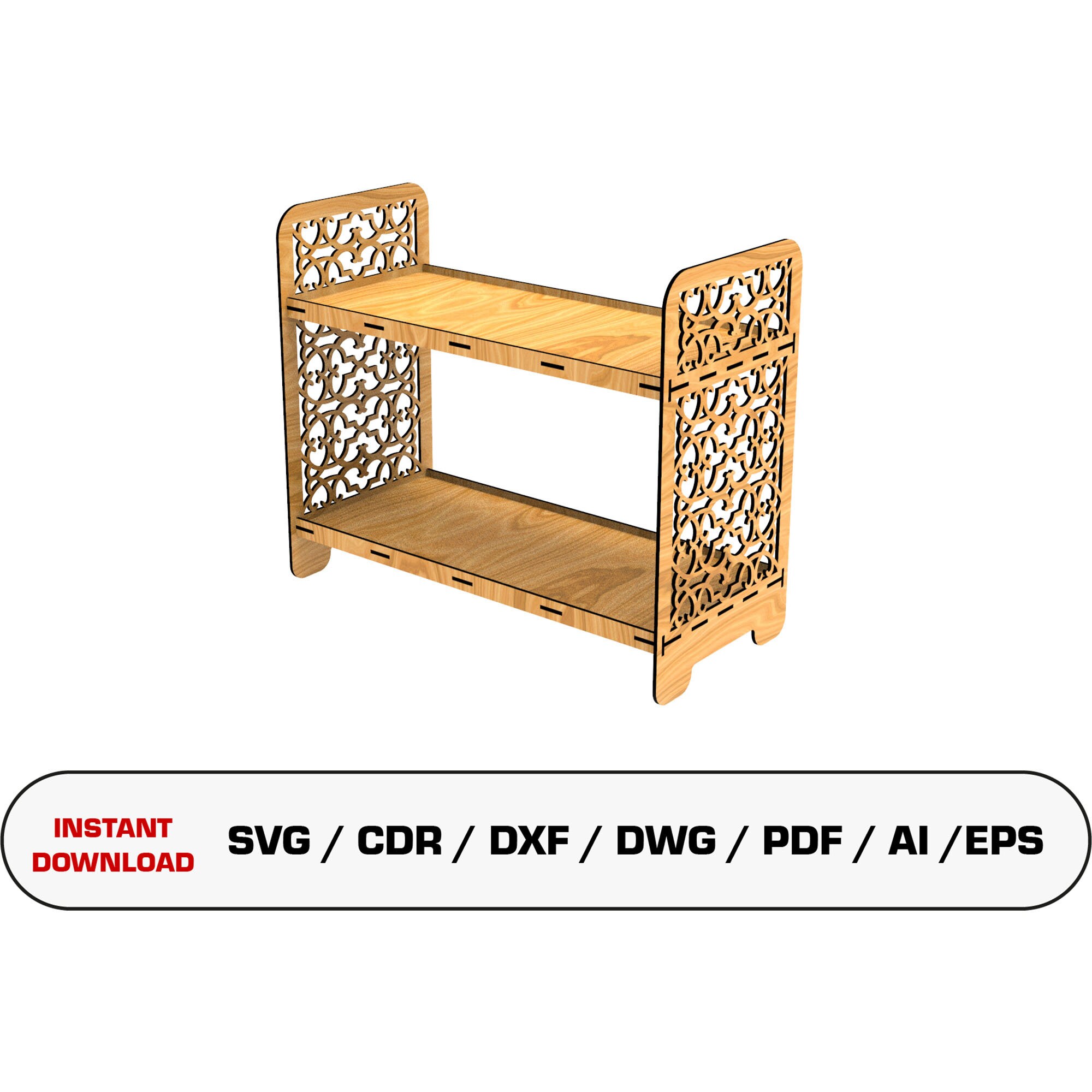 Display Stand Laser Cut File SVG, Decorative Shelf, Rack File Modern ...