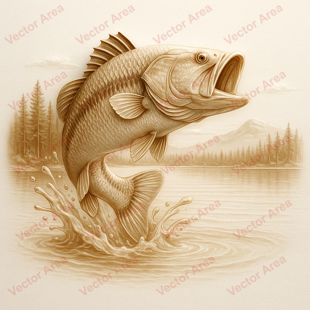 Largemouth Bass Laser Engraving File PNG, Fish Laser Engrave File, Bass ...