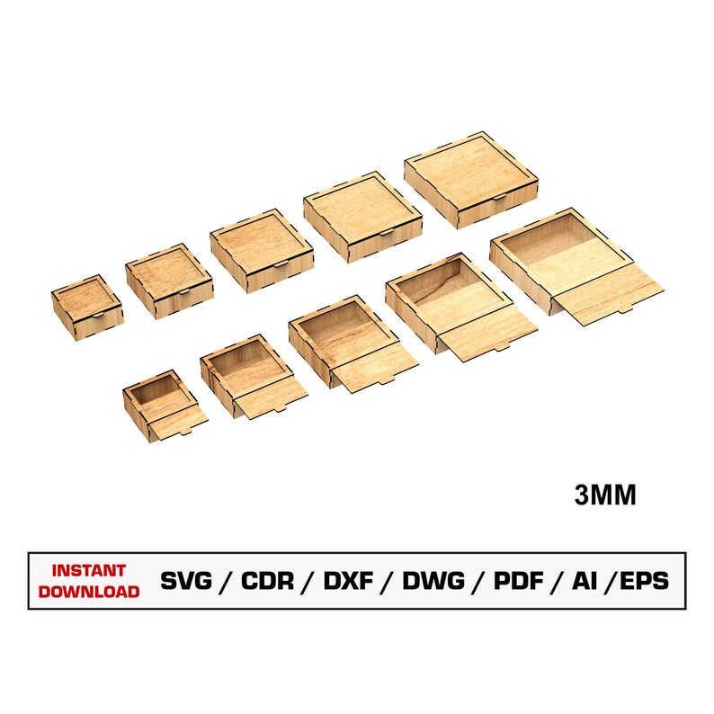 Slide Lid Box Laser Cut Files, Chocolate Box, Gift Box With Lid, Vector ...