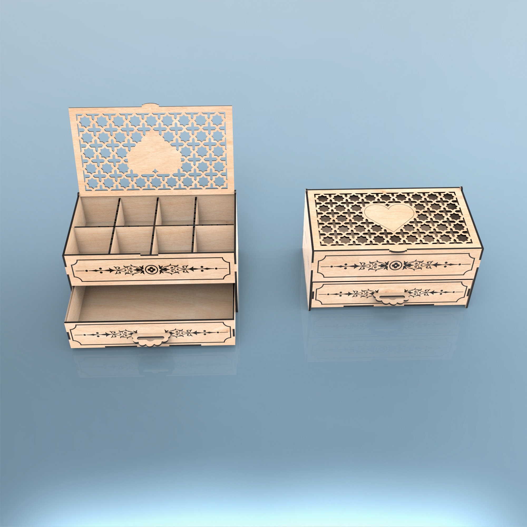 Chest of Drawers Laser Cut File, Desktop Organizer, Jewelry Box, Wooden ...