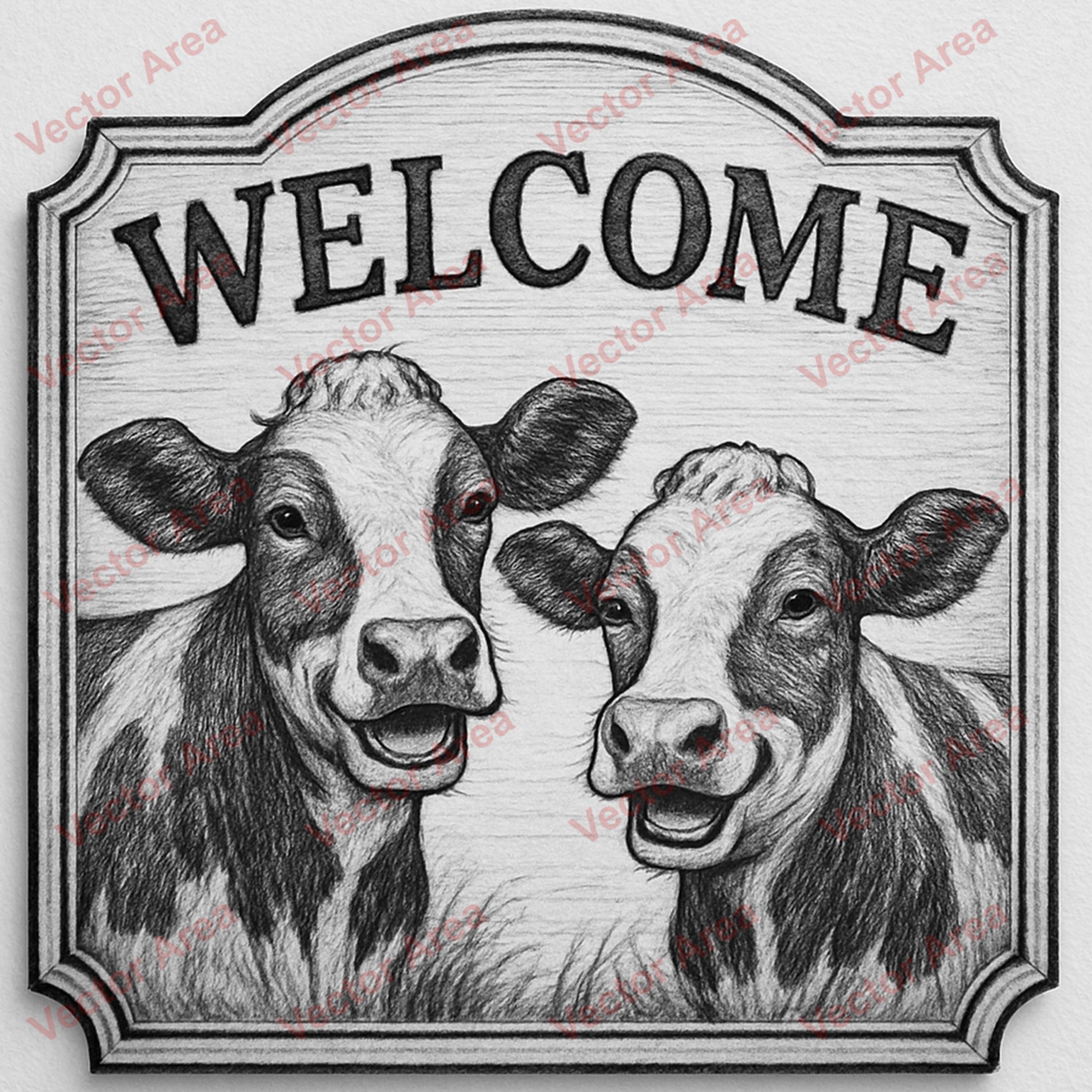 Welcome Sign With Cows Laser Engraving File PNG, Cow Laser Engrave File ...
