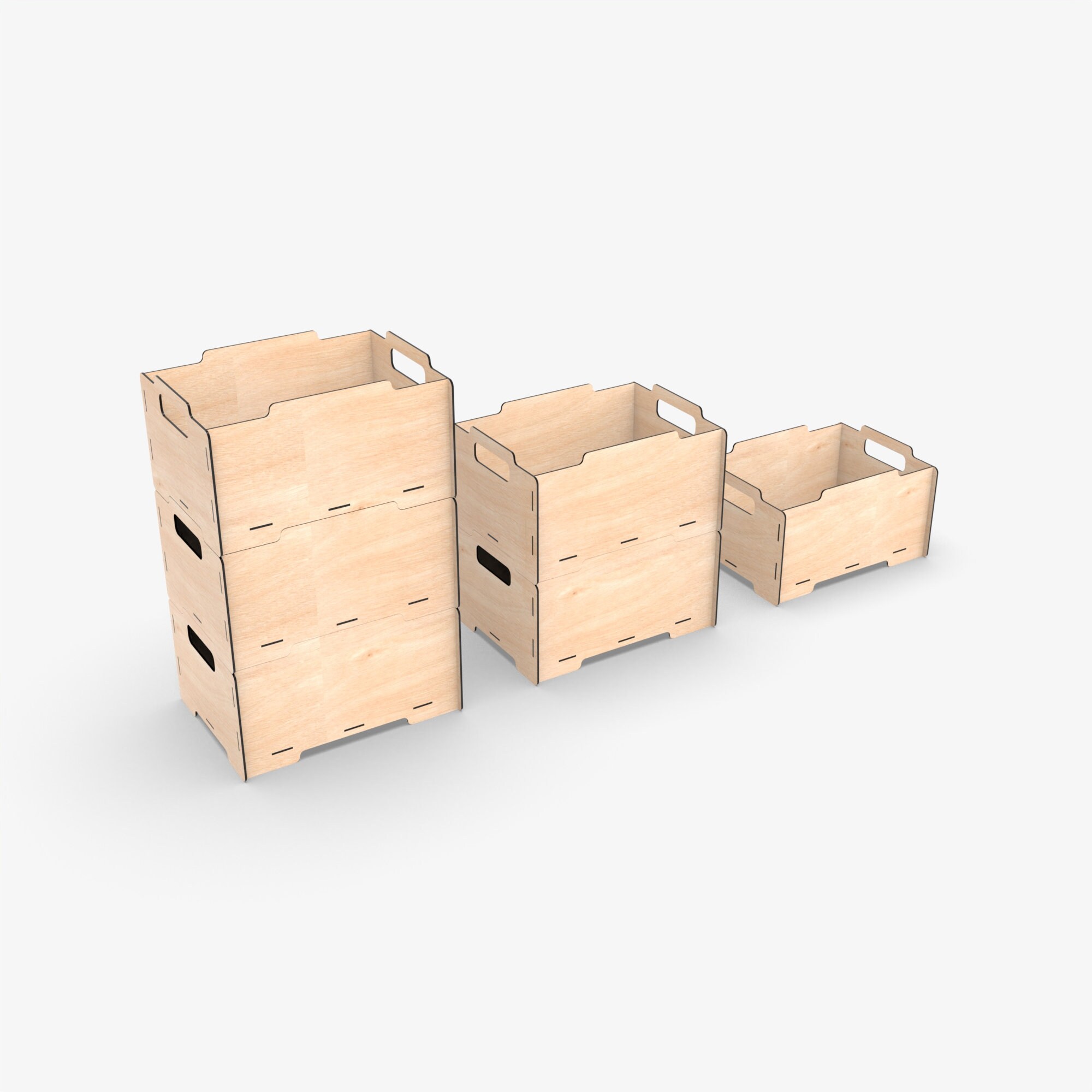 Stackable Storage Box Laser Cut Files, Stackable Wooden Crate, Wood Box ...