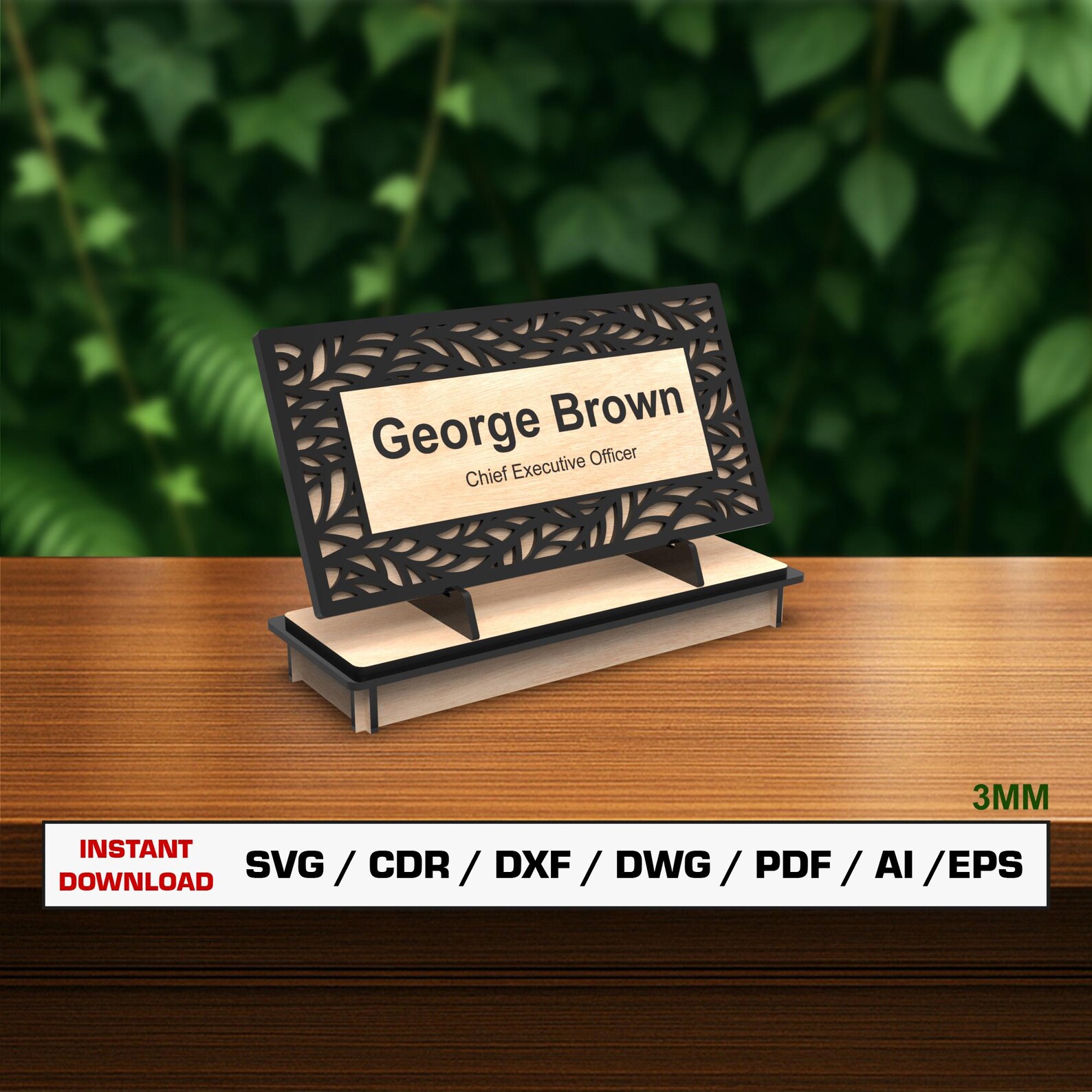 Desk Nameplate Laser Cut File, Desktop Name Plate SVG Files, Vector ...
