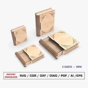 Book Box, Storage Box, Drawer Book, Slider Book Laser Cut File, Desktop ...