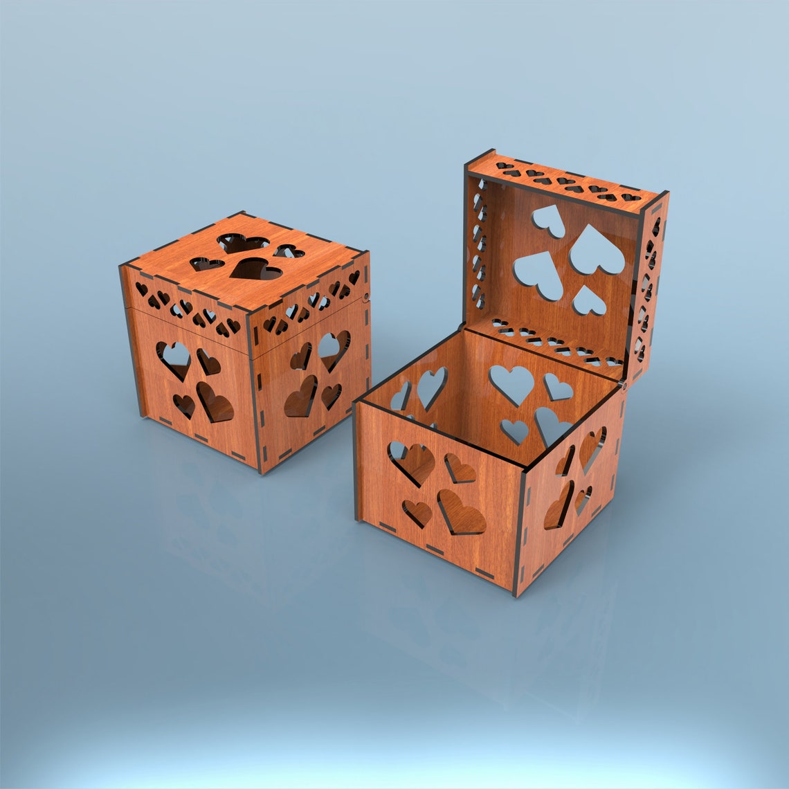 Decorative Box Laser Cut File SVG, Valentines Gift Box With Lid, Cube ...