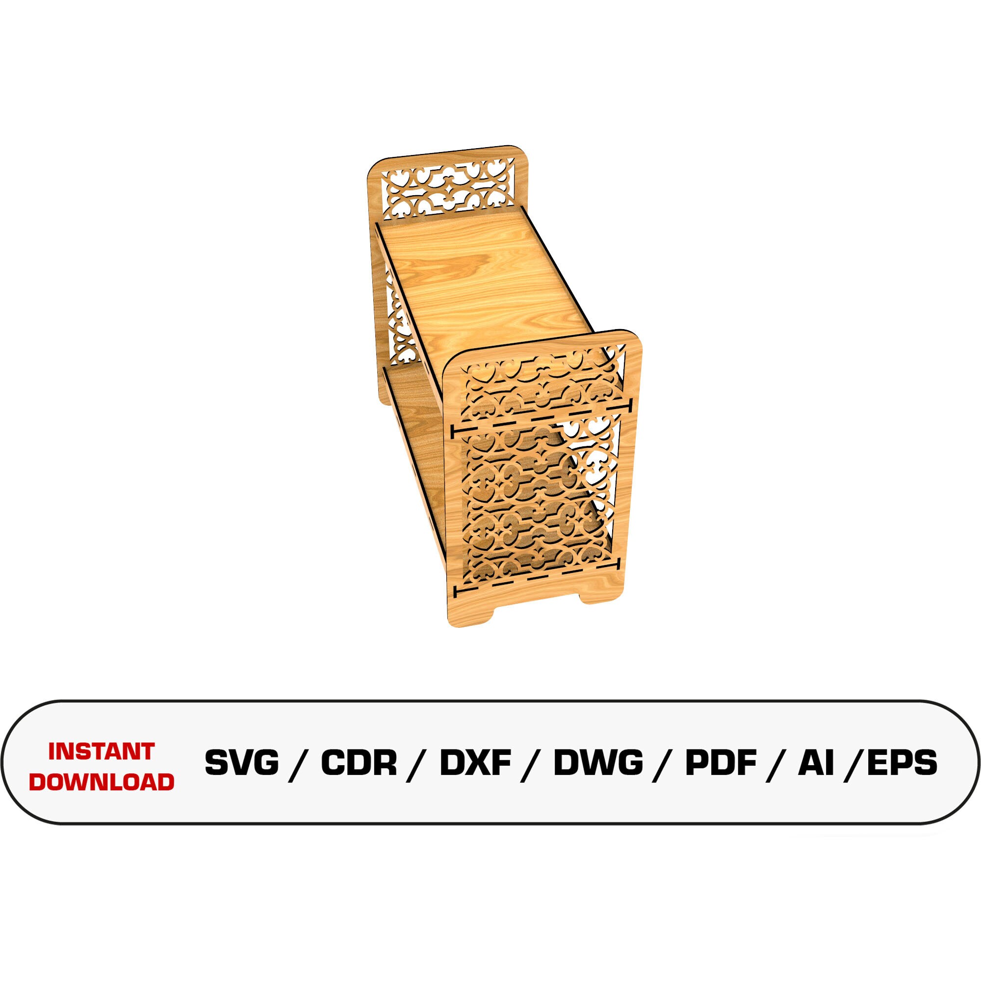 Display Stand Laser Cut File SVG, Decorative Shelf, Rack File Modern ...