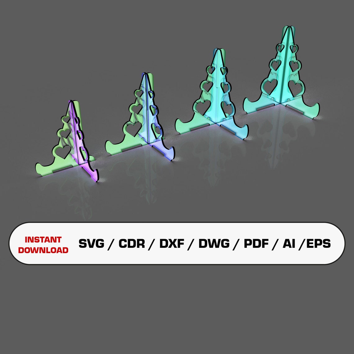 Easel Display Laser Cut Files SVG DXF PDF Plate Stand Glowforge Easel ...