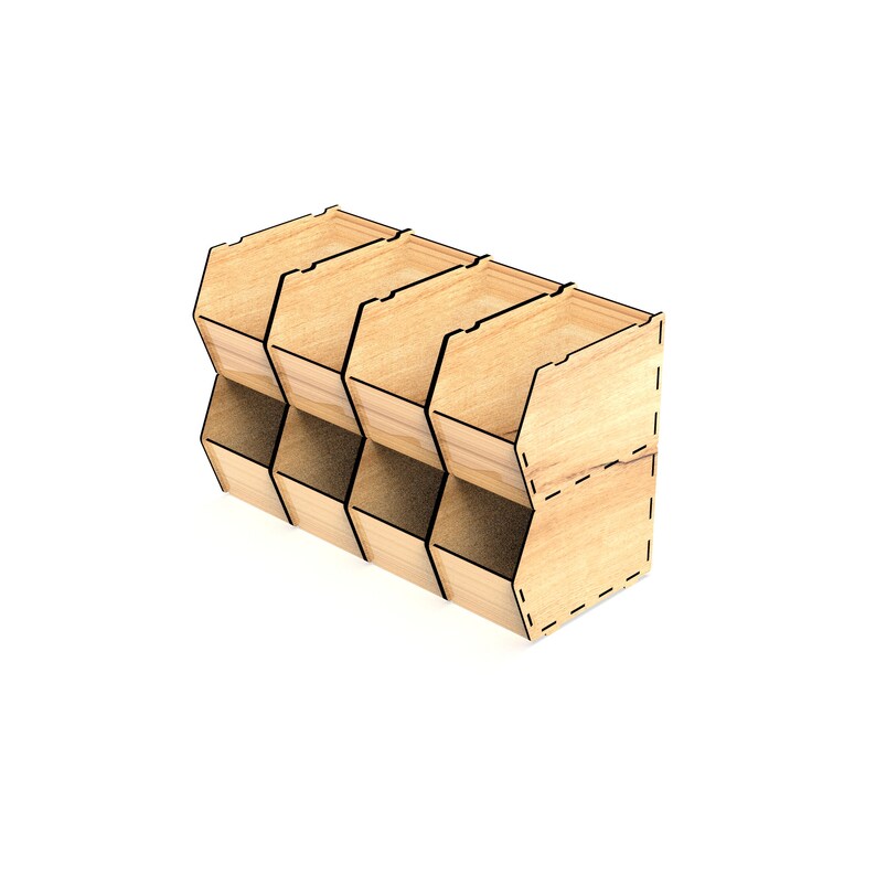 Stackable Storage Box Laser Cut File, Organizer Box for Desktop, Wood ...
