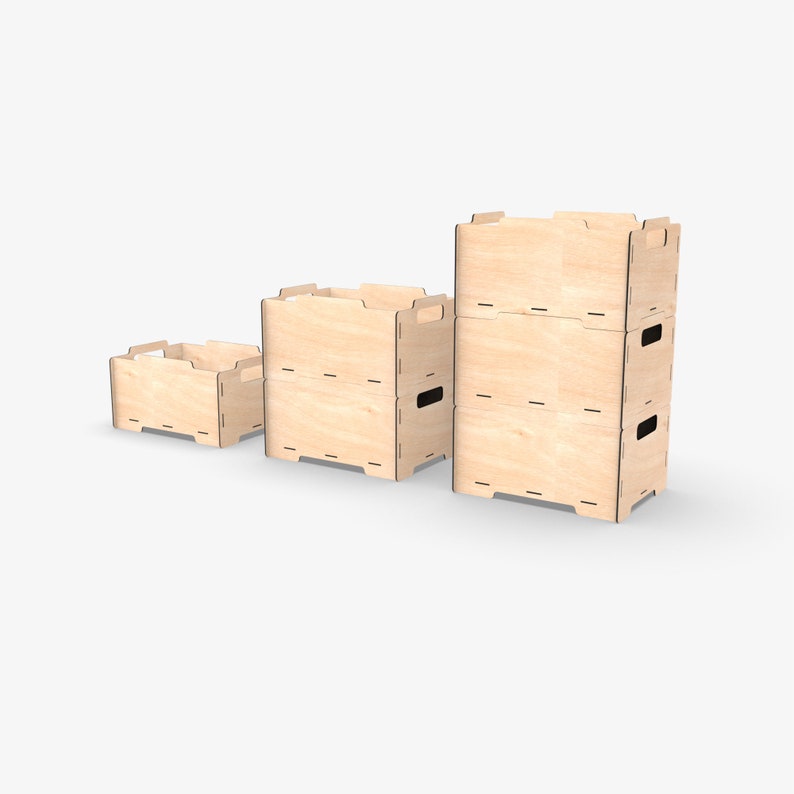 Stackable Storage Box Laser Cut Files, Stackable Wooden Crate, Wood Box ...