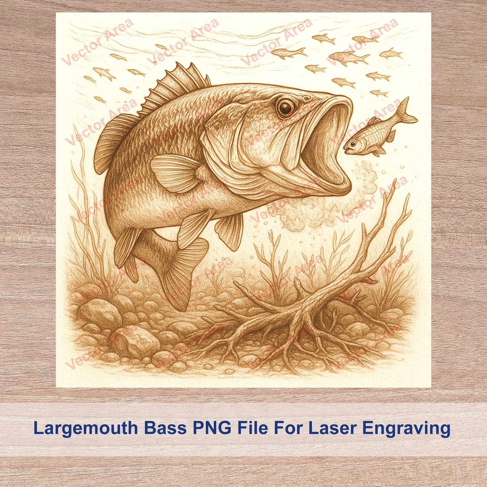 Largemouth Bass Laser Engraving File, Fish Laser Engrave File, Bass ...