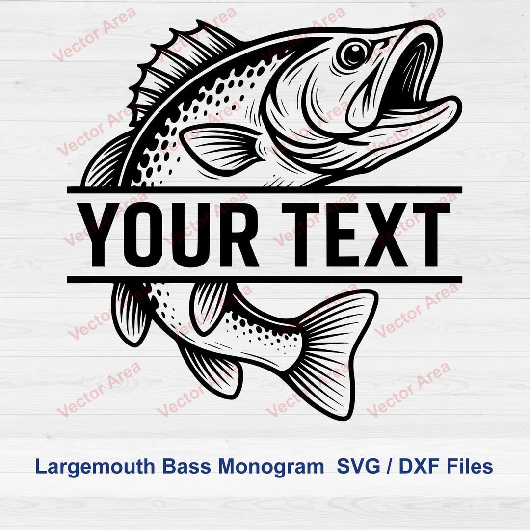 Largemoth Bass SVG, Bass Fish Monogram Laser Engraving File SVG ...