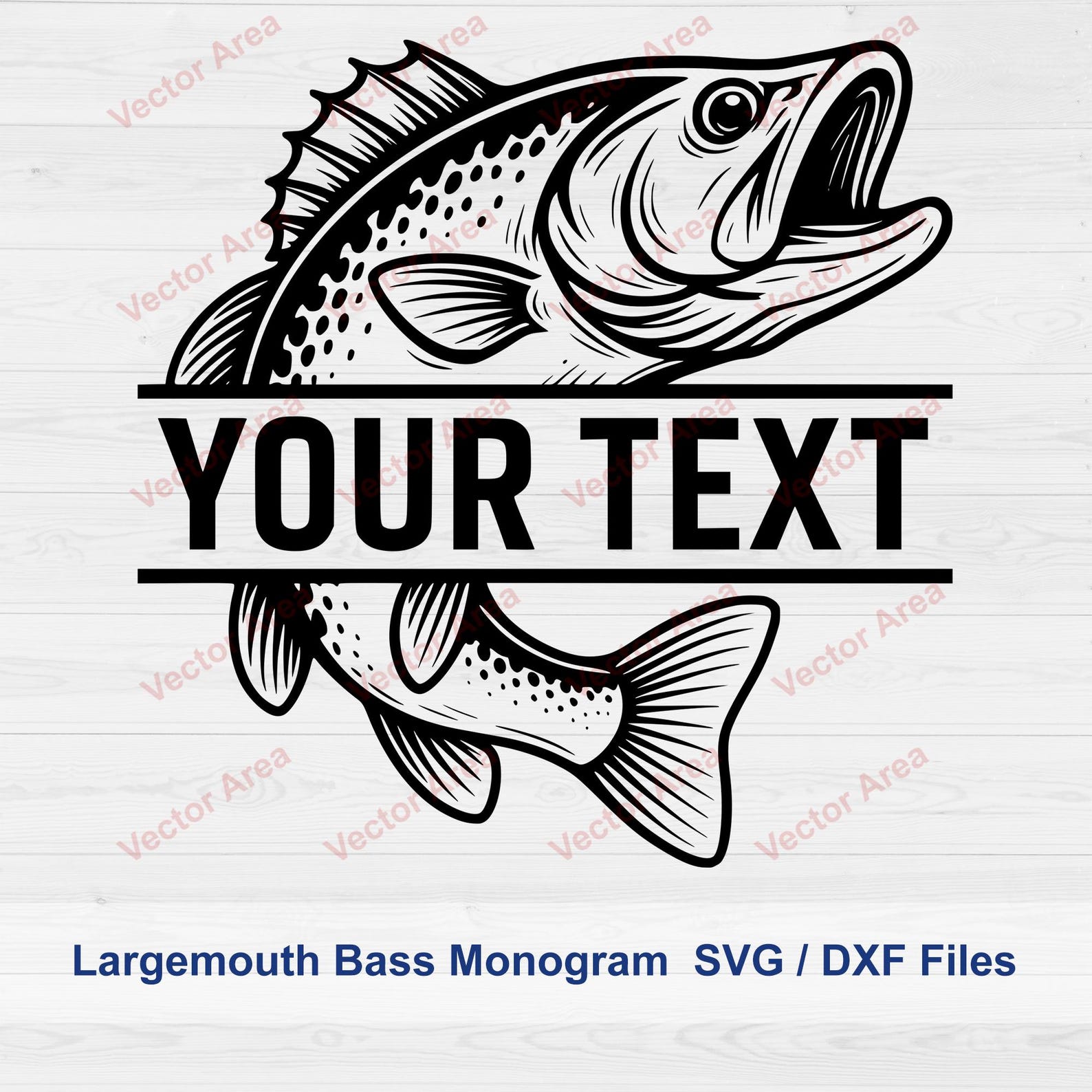 Largemoth Bass SVG, Bass Fish Monogram Laser Engraving File SVG ...