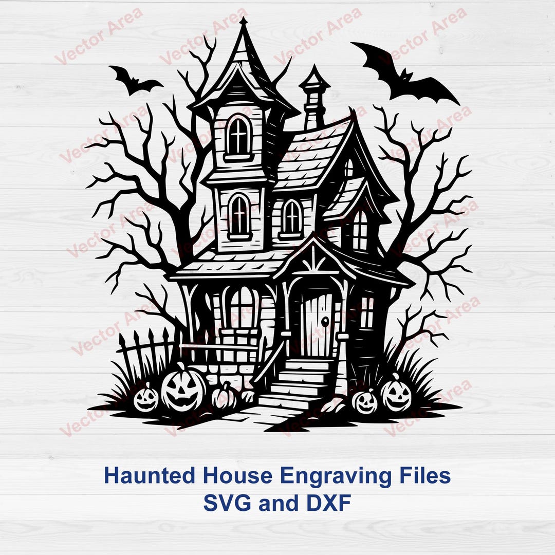 Haunted House SVG, Haunted House Laser Engraving File SVG, Halloween ...
