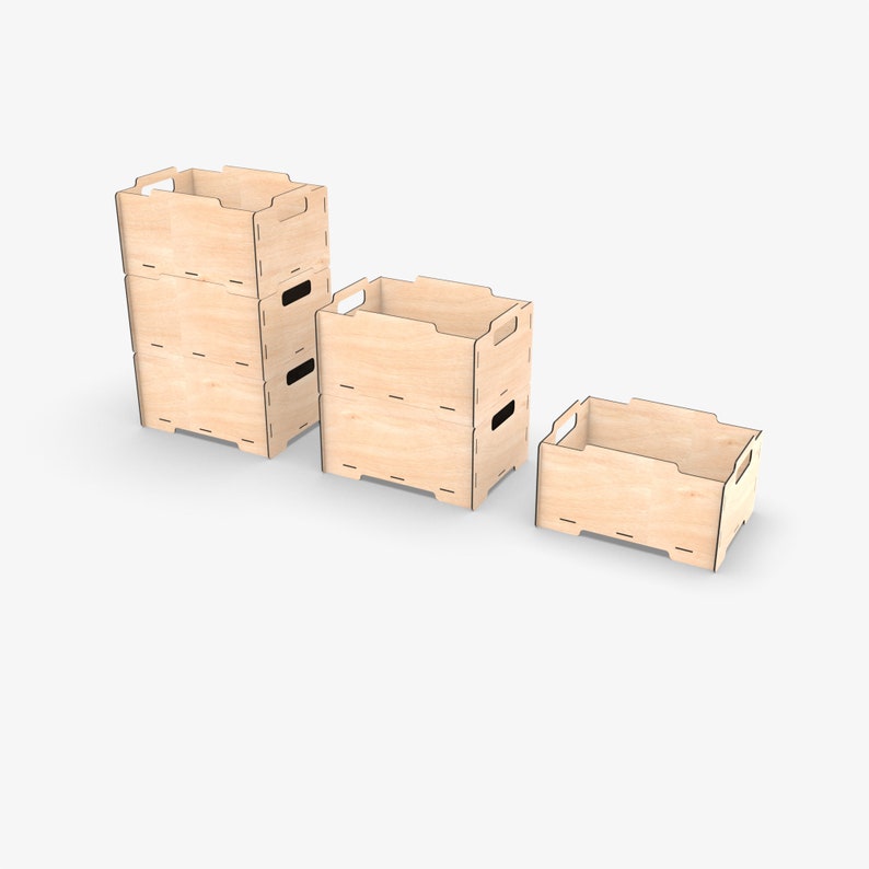 Stackable Storage Box Laser Cut Files, Stackable Wooden Crate, Wood Box ...