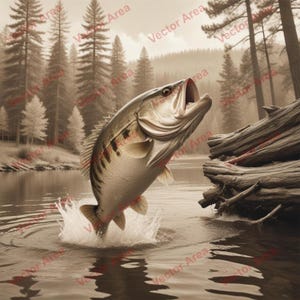 Largemouth Bass Laser Engraving File, Fish Laser Engrave File, Bass ...