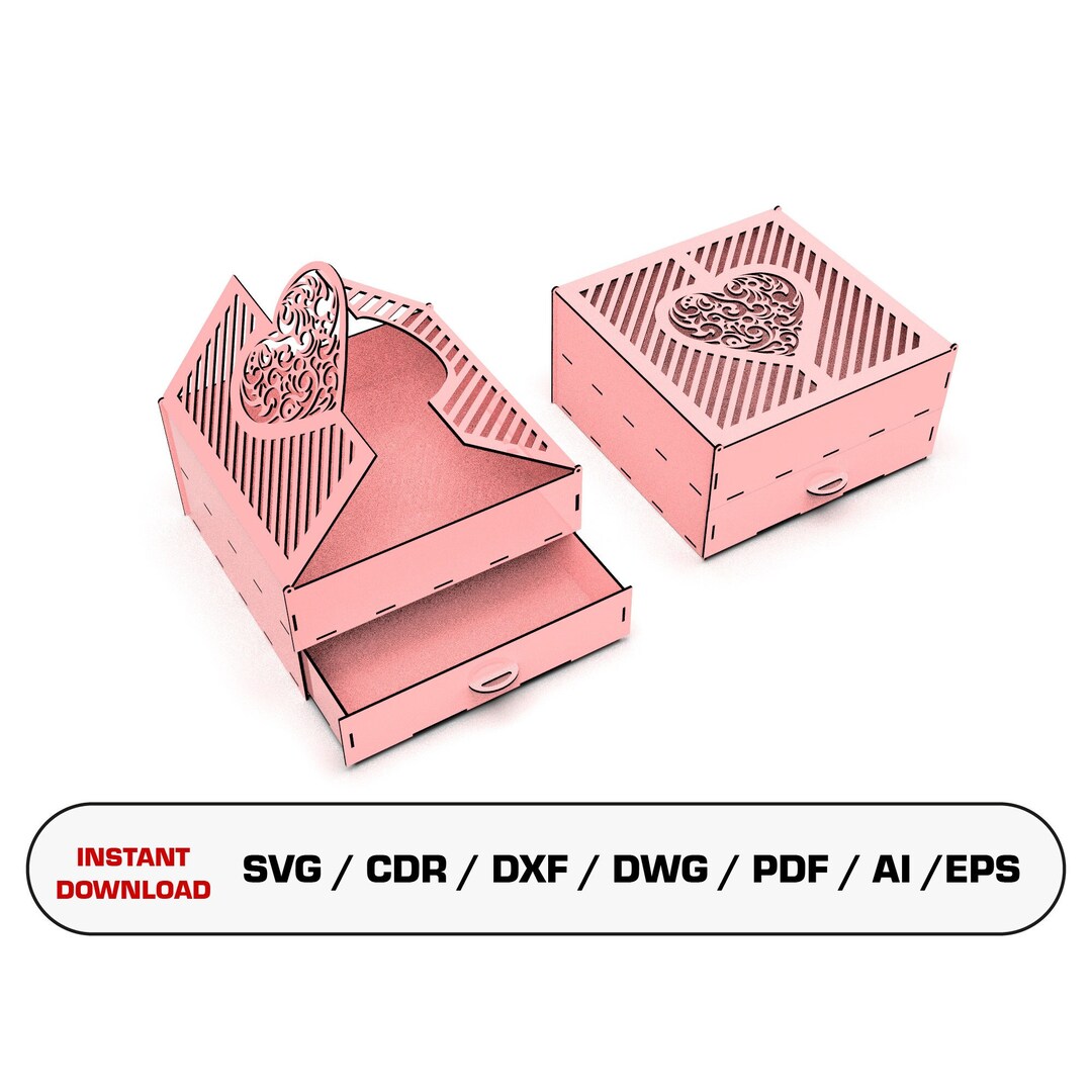 Laser Cut Drawer Jewelry Box, Wooden Gift Box, Laser Cut Box, Wood ...