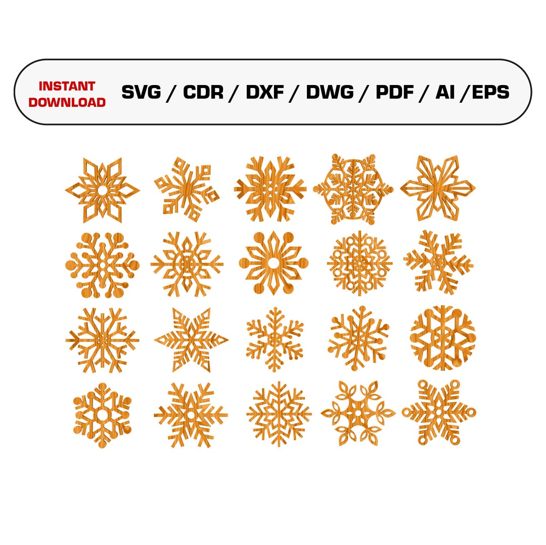 Snowflakes Digital Vector Files SVG DXF PDF, Christmas Ornament ...