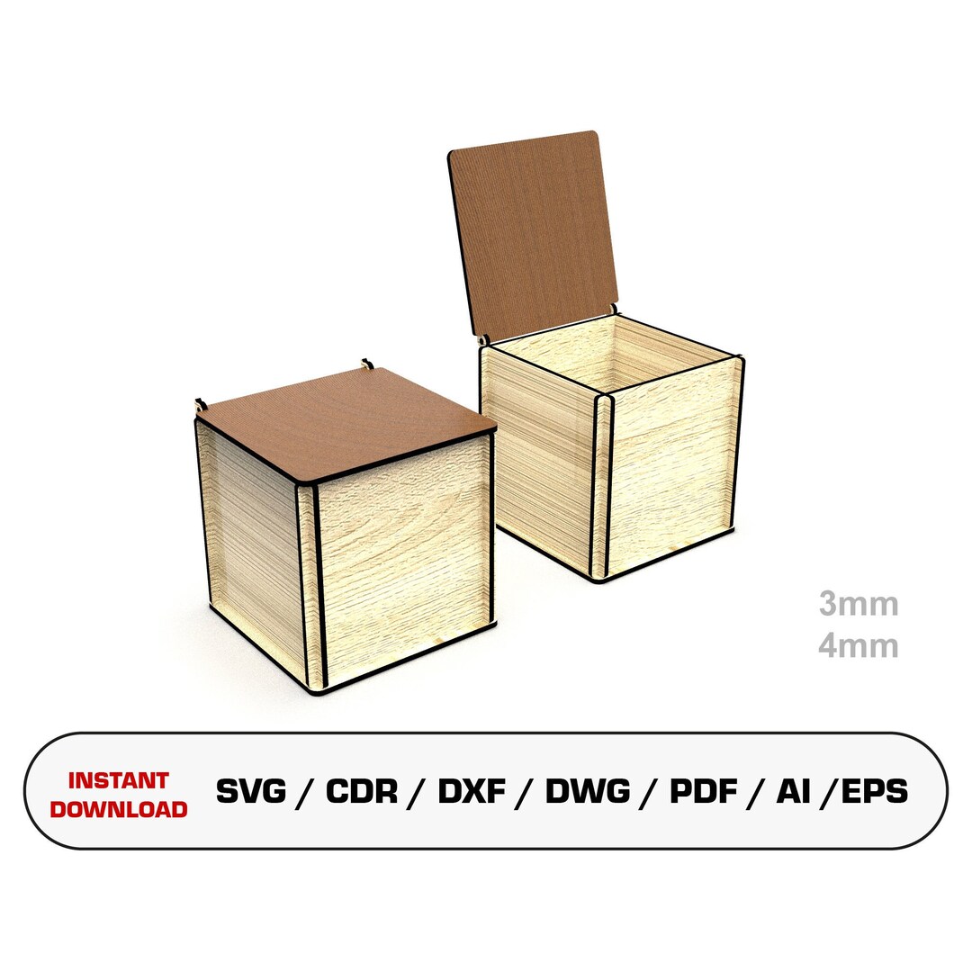 Wood Box Laser Cut Svg Files, Gift Box With Lid, Vector Files for Wood ...