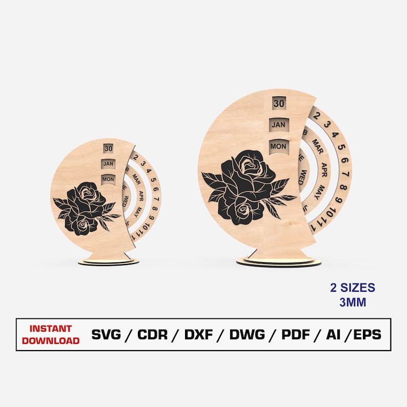 Perpetual Calendar Laser Cut File SVG, Desktop Calendar, Wood Calendars ...