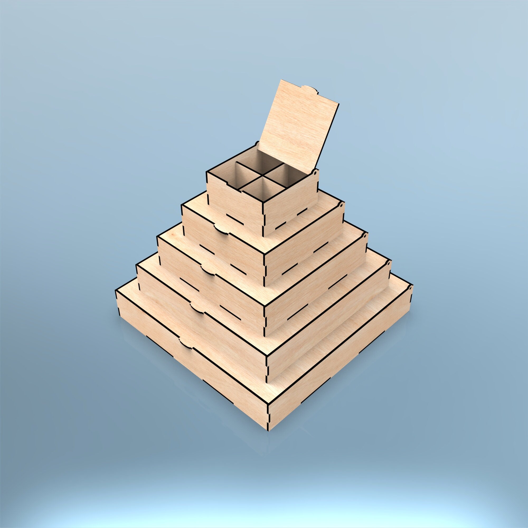 Slotted Flip up Box Laser Cut File SVG Template, Wood Chocolate Box ...