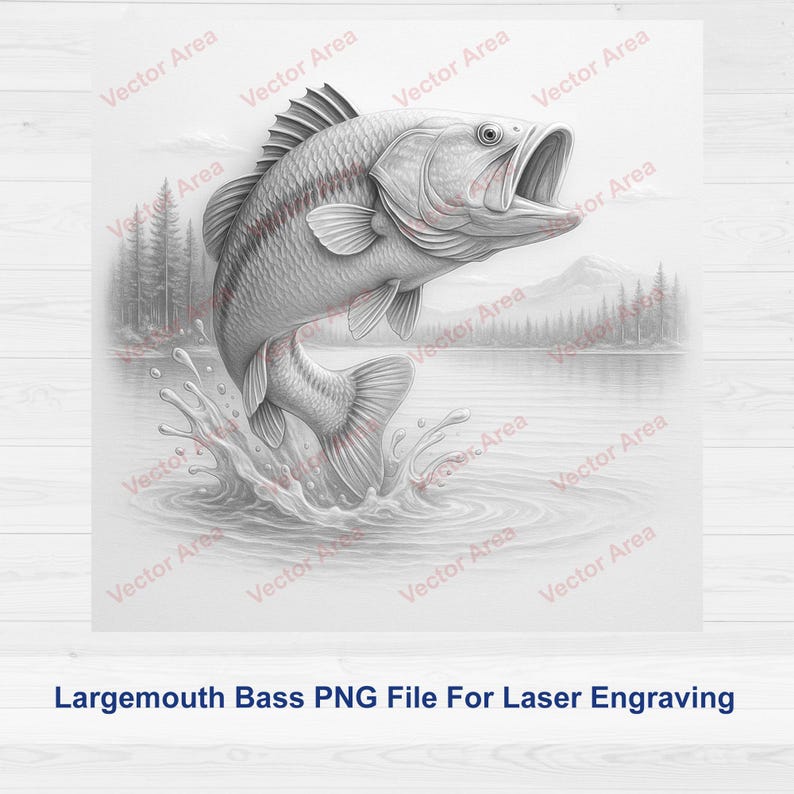 Largemouth Bass Laser Engraving File PNG, Fish Laser Engrave File, Bass ...