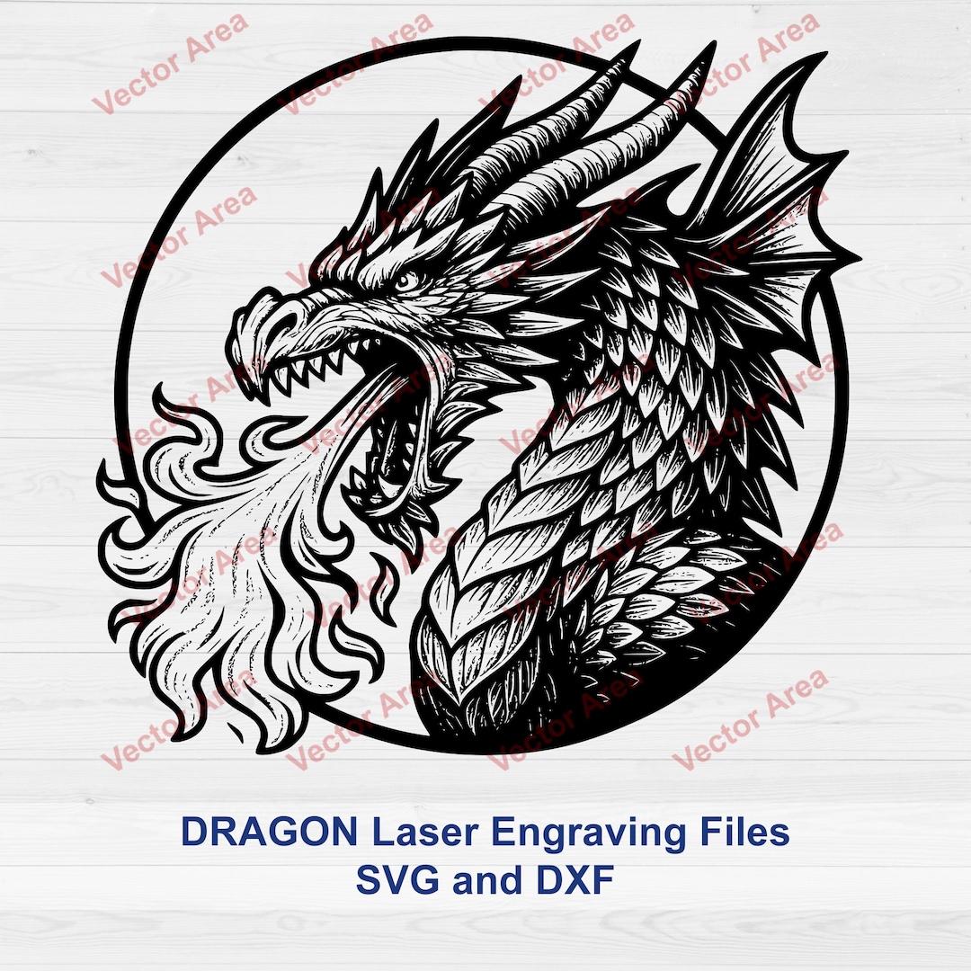 Dragon SVG, Laser Engraving File, Dragon Flame Laser Engraving File ...