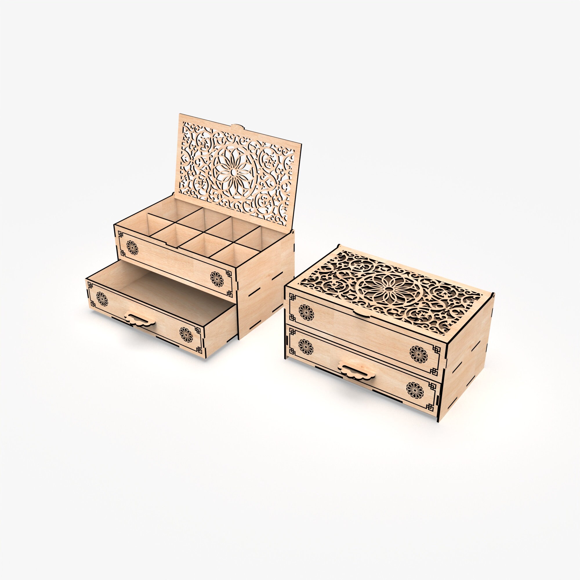 Chest of Drawers Laser Cut File, Desktop Organizer, Jewelry Box, Wooden ...