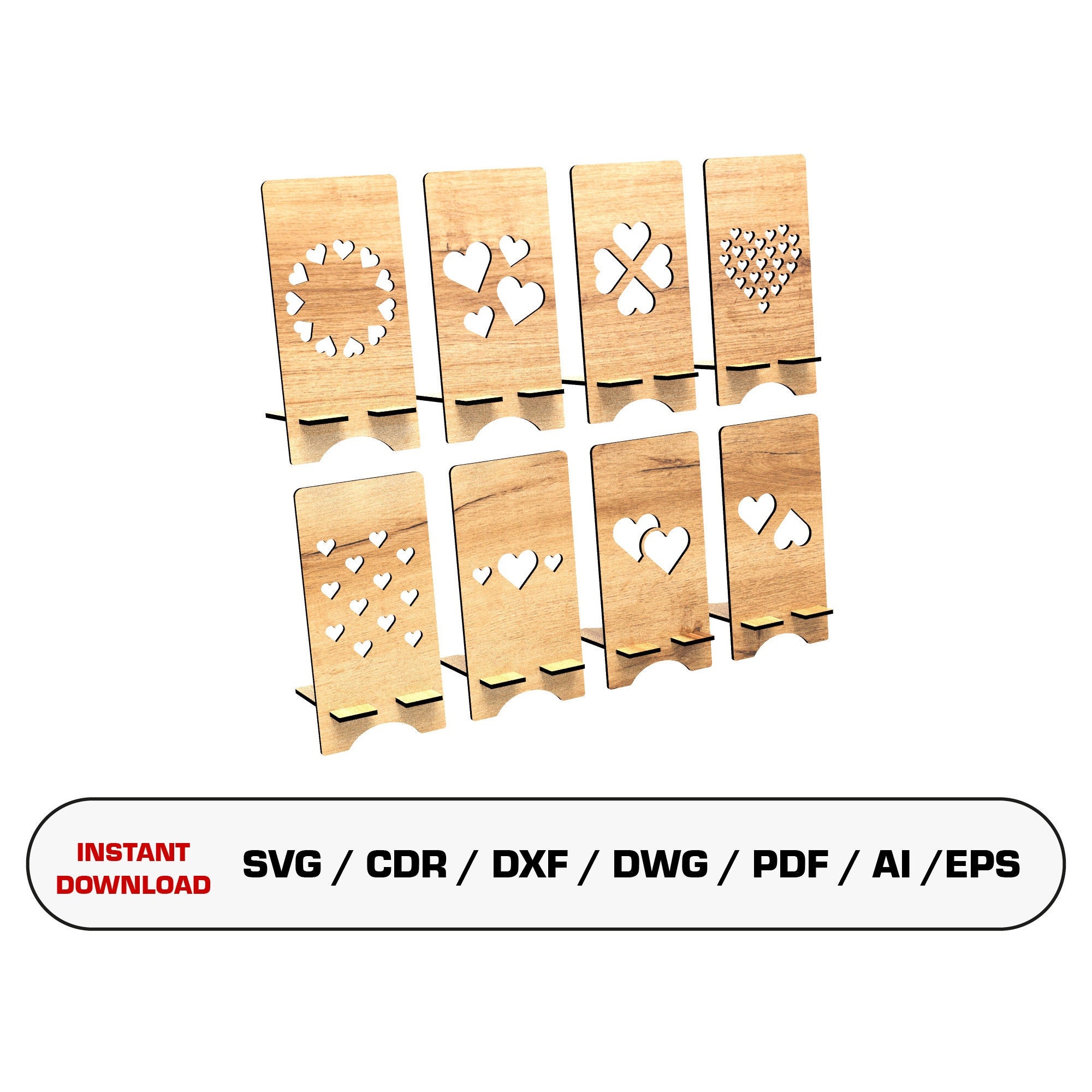 Phone Stand SVG Laser Cut File, Laser Cut Phone Holder, SVG Files for ...