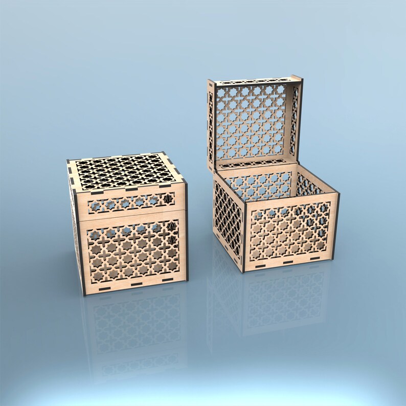 Decorative Box Laser Cut File SVG, Valentines Gift Box With Lid, Cube ...