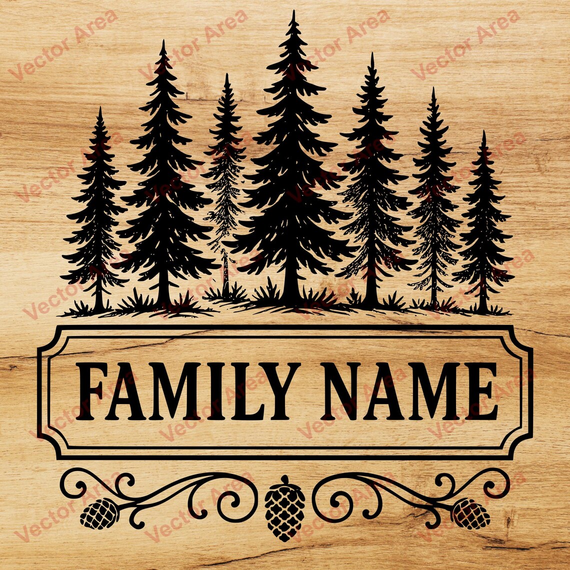 Pine Tree Monogram SVG, Family Name Monogram Laser Engraving File SVG ...