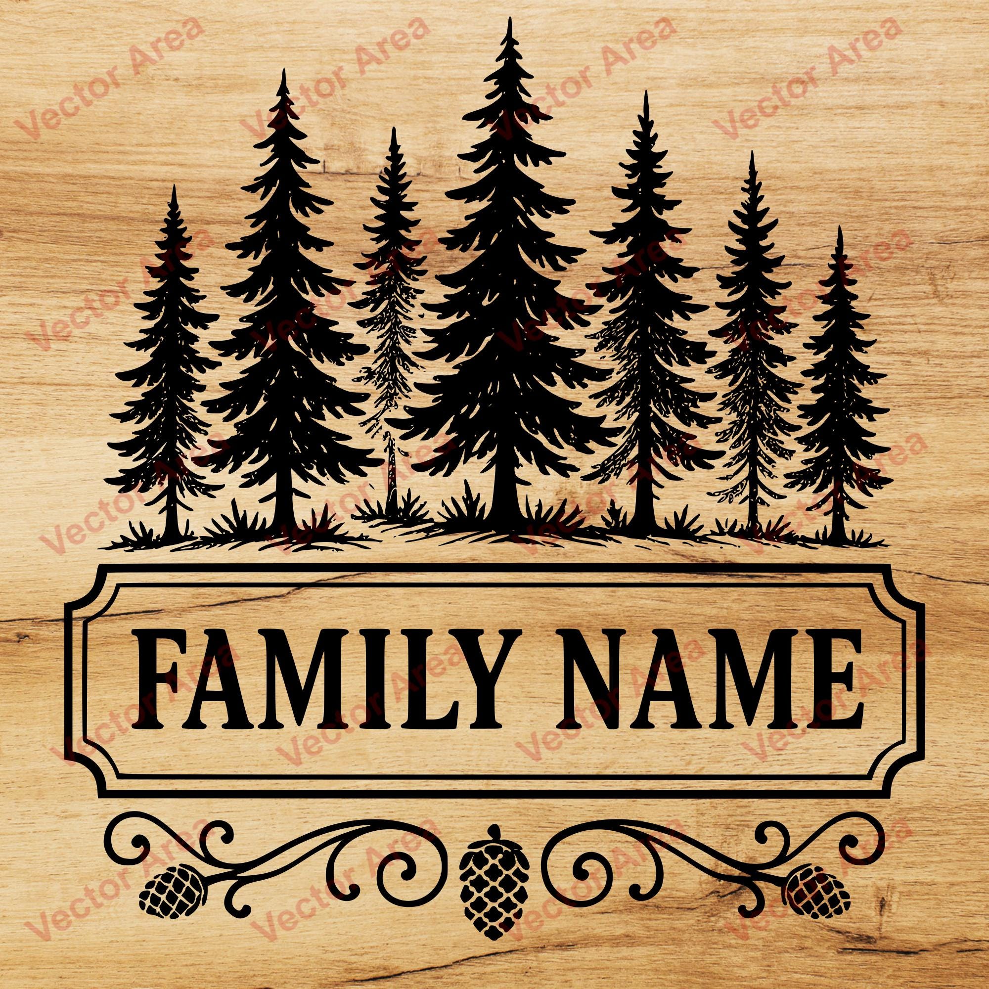 Pine Tree Monogram SVG, Family Name Monogram Laser Engraving File SVG ...