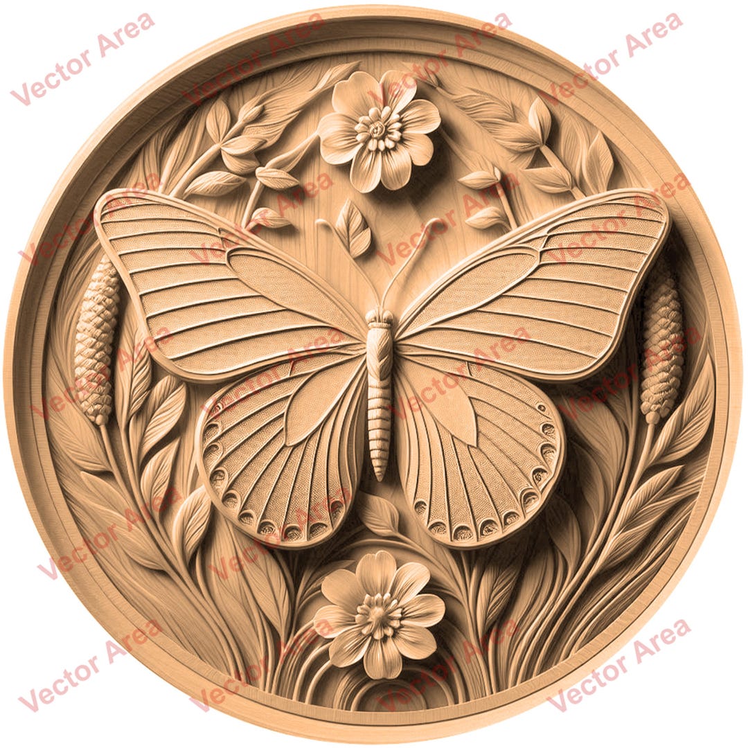 Butterfly Laser Engraving File PNG, Butterfly With Flower Laser Engrave ...