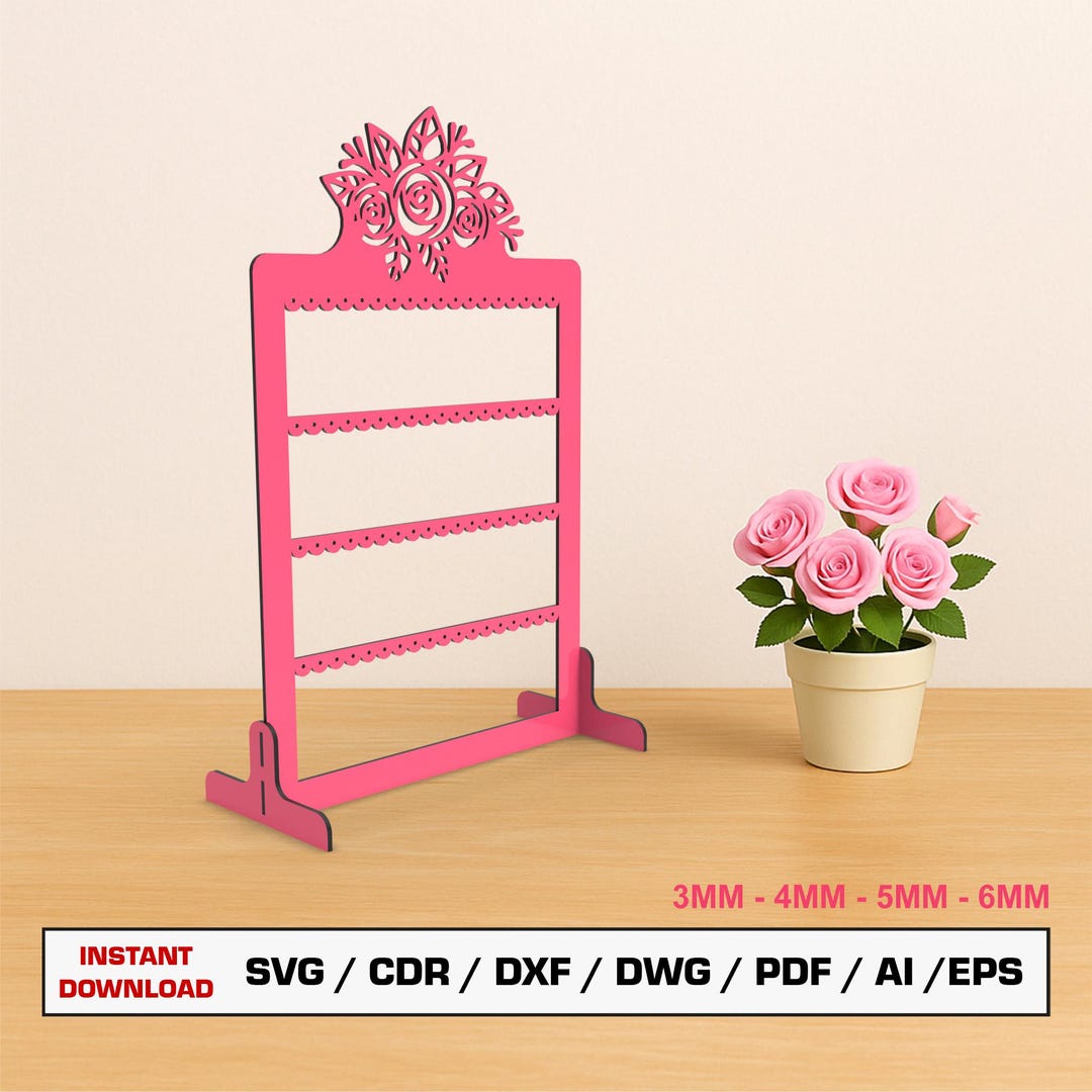 Earring Stand Laser Cut File, Earring Display, Laser Cut Files ...