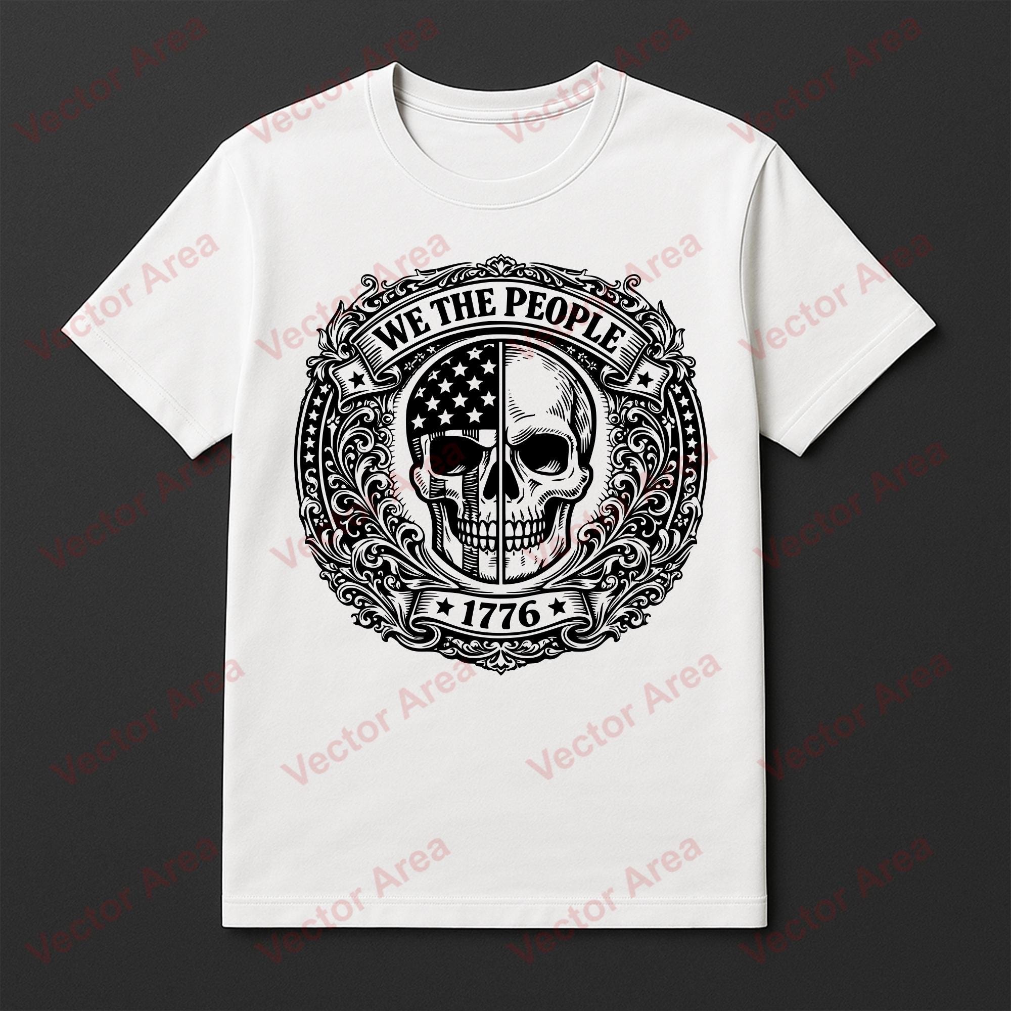 We the People 1776 Skull Badge SVG , American Skull, Patriotic Round ...
